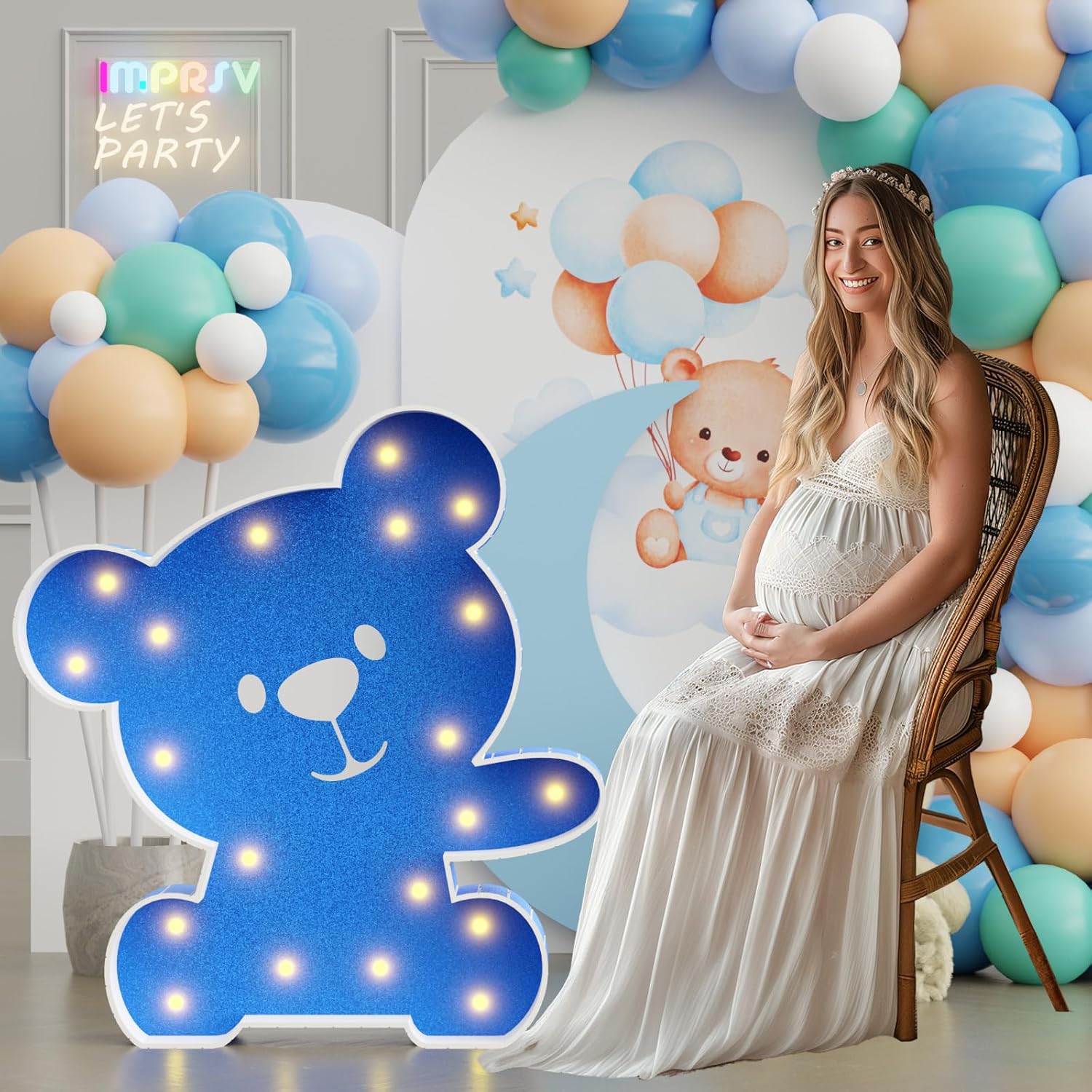 Amazon.com: Baby Shower Decorations Bear Theme: 3FT Light Up Bear Baby ...