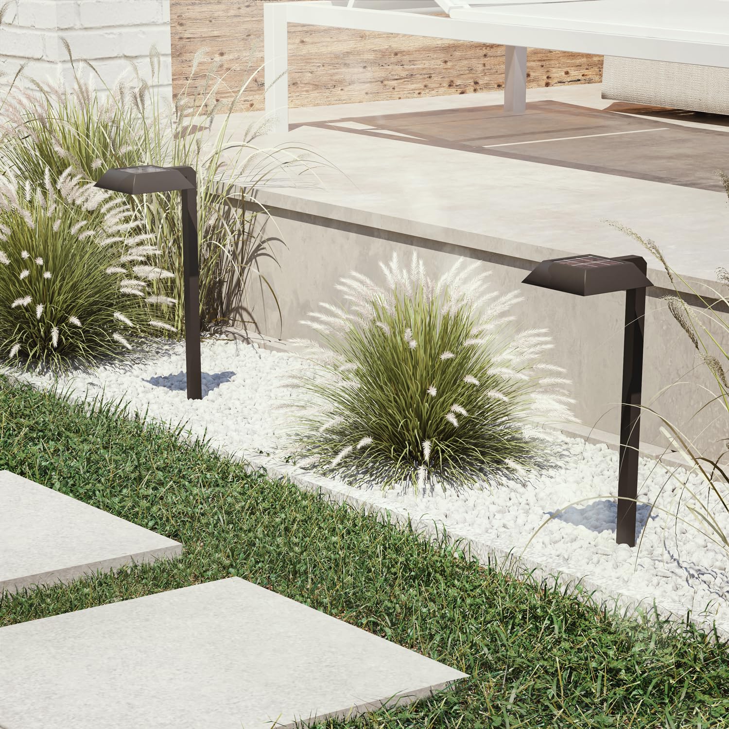 Concrete Walkway Next To Solar Lights 4 Pcs Solar Deck Lights – 3