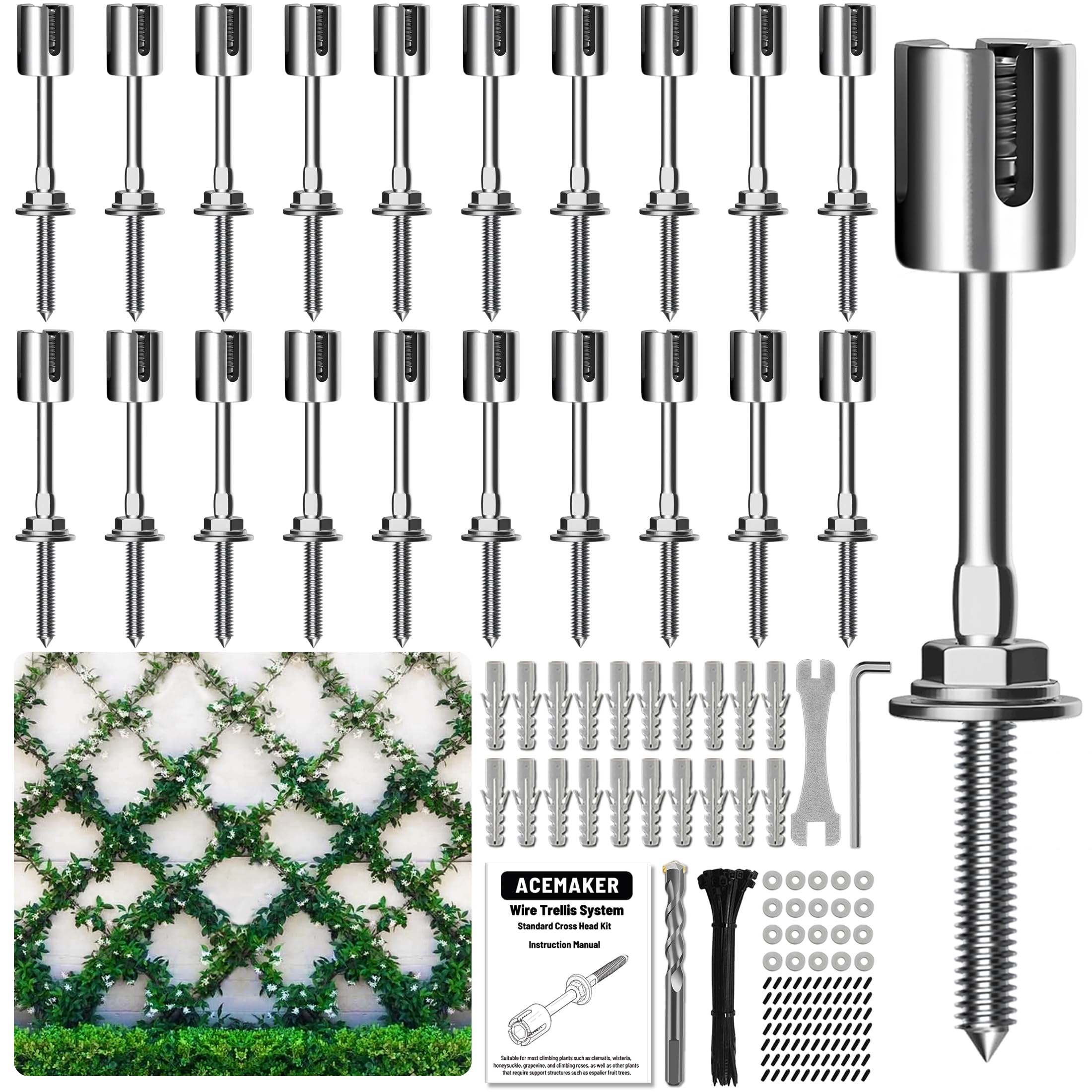 Amazon.com : Acemaker Wire Trellis for Climbing Plants Outdoor, 20-Set ...