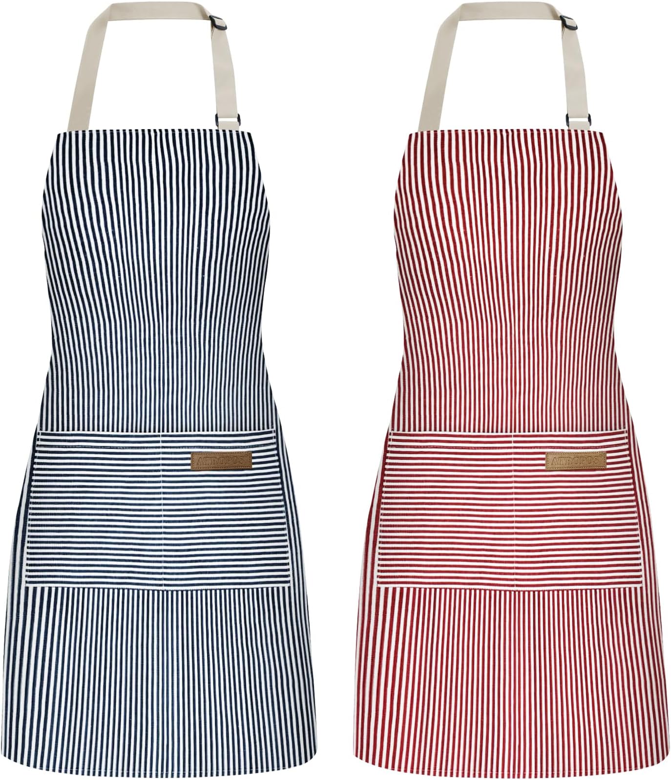 Amazon.com: ATROPOS 2 Pack Aprons for Women with Pockets, Cooking ...