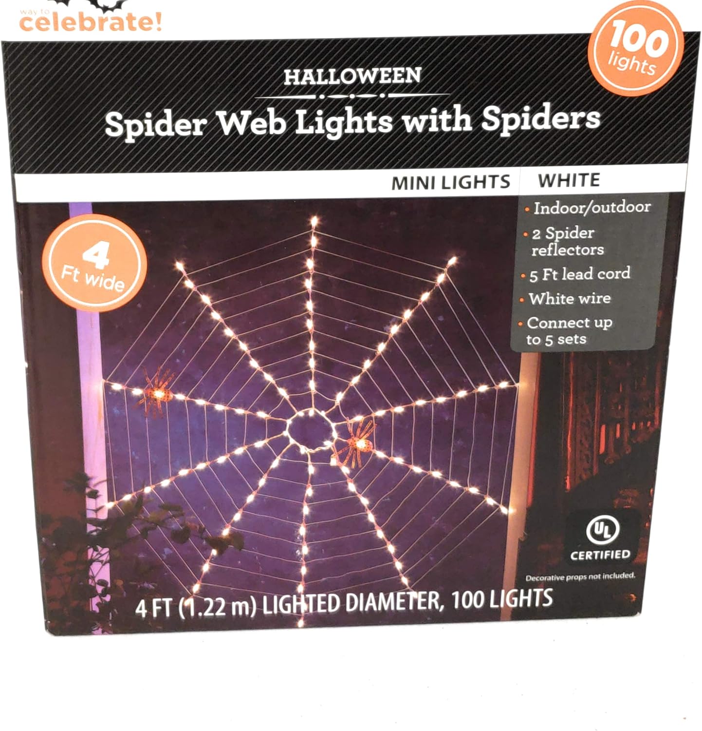 Amazon.com: Celebrate Indoor-Outdoor Lighted Spider Web Halloween ...