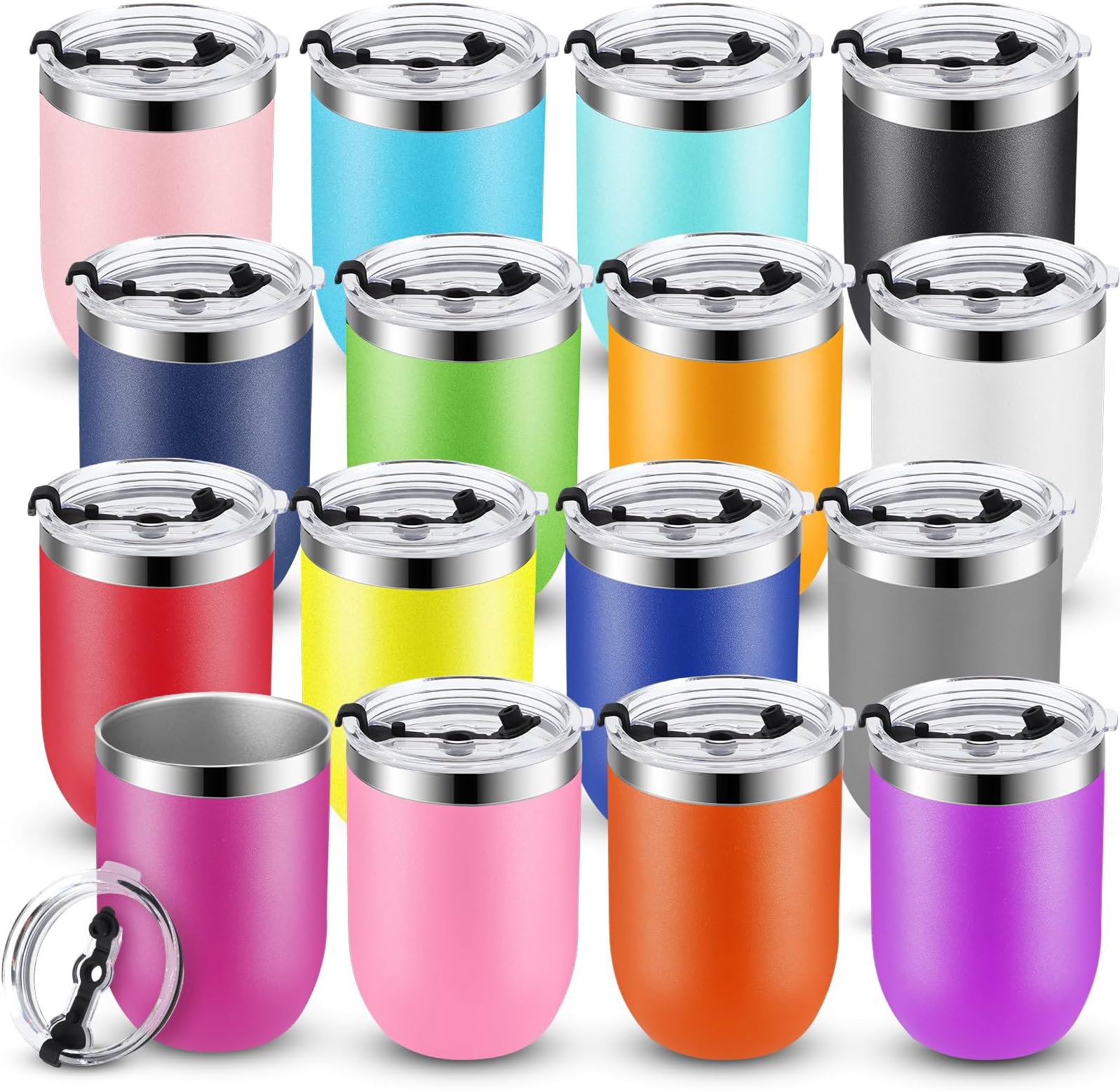Amazon.com | Potchen 16 Packs Stainless Steel Tumblers with Lids, 12 oz ...