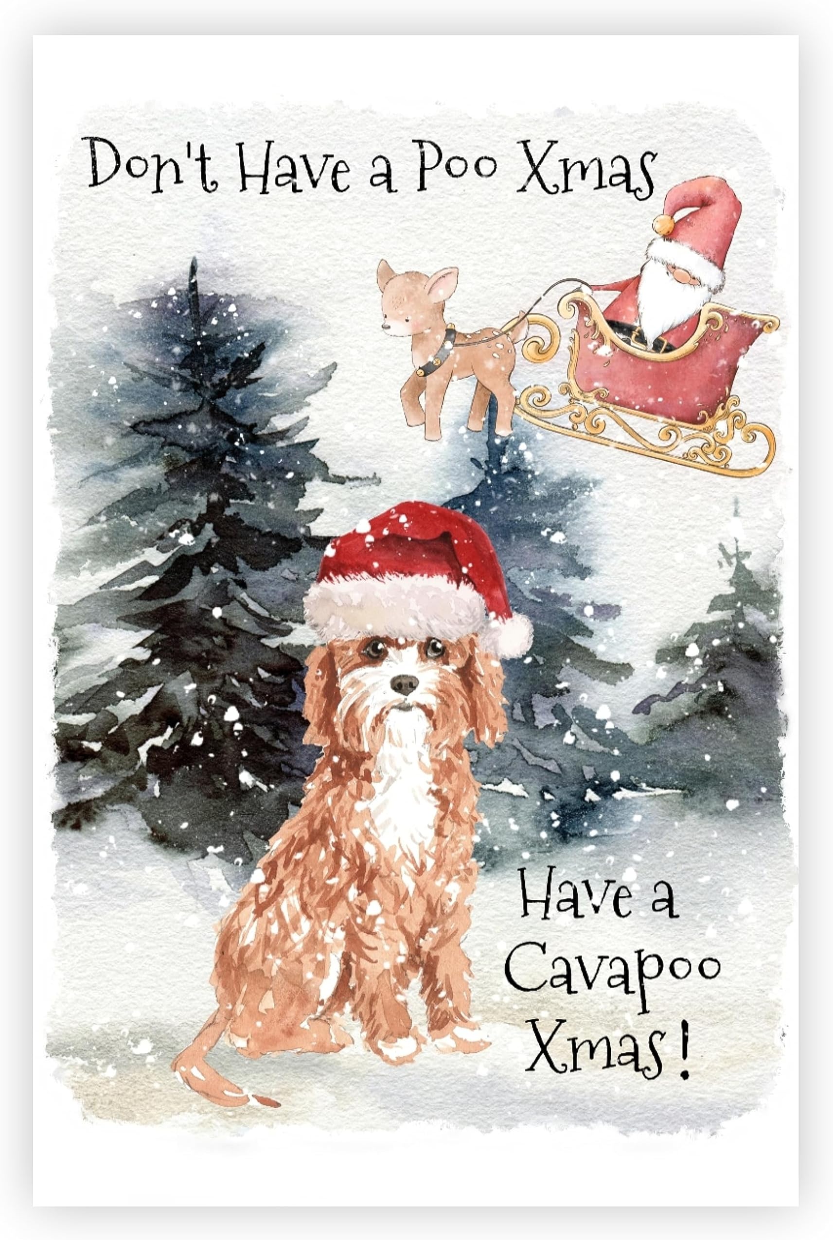 Cavapoo in Snow Christmas Cards Pack of 5 : Amazon.co.uk: Stationery ...