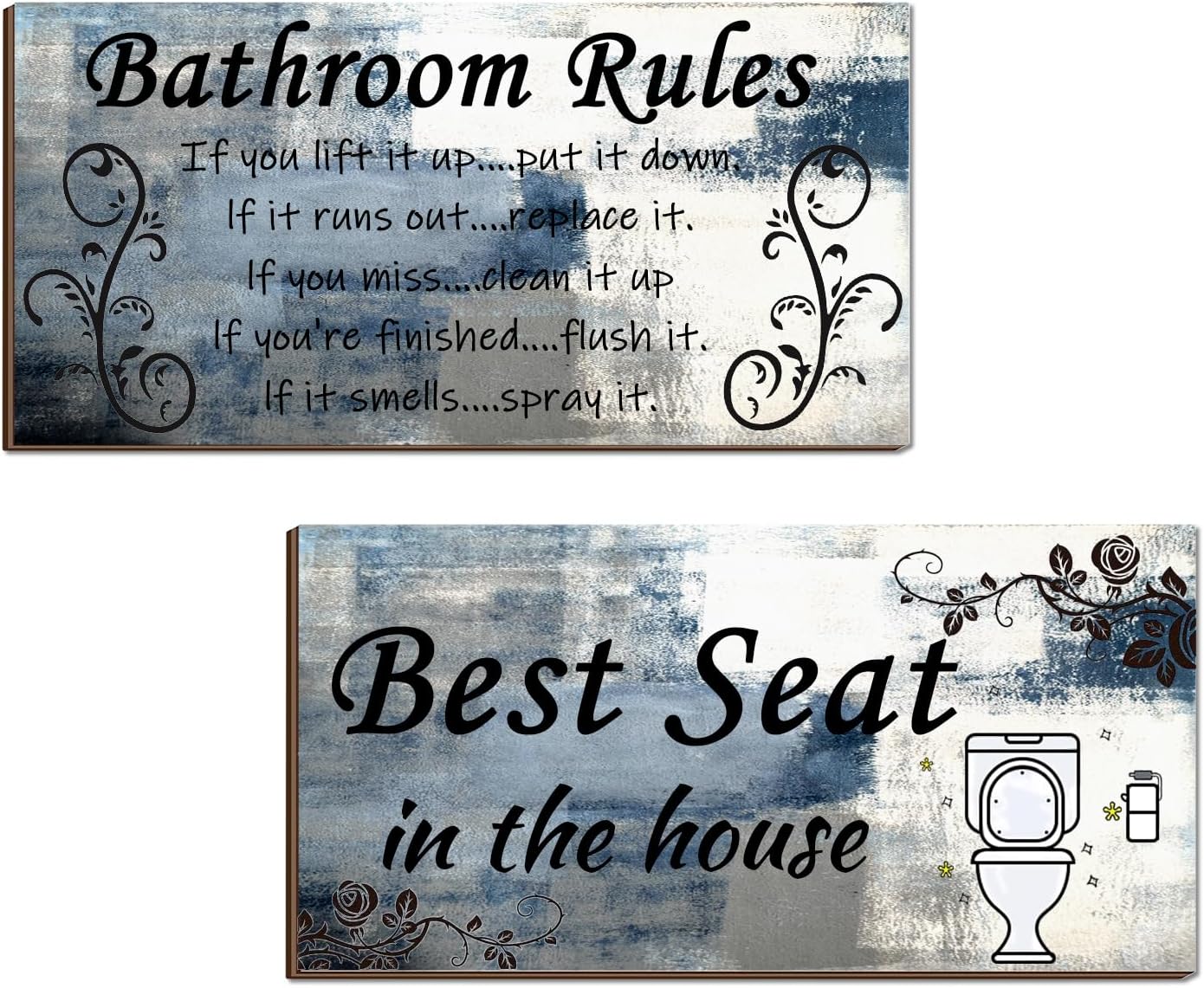 Amazon.com: Lnond 2 Pieces Navy Blue Wall Decor, Abstract Wooden ...