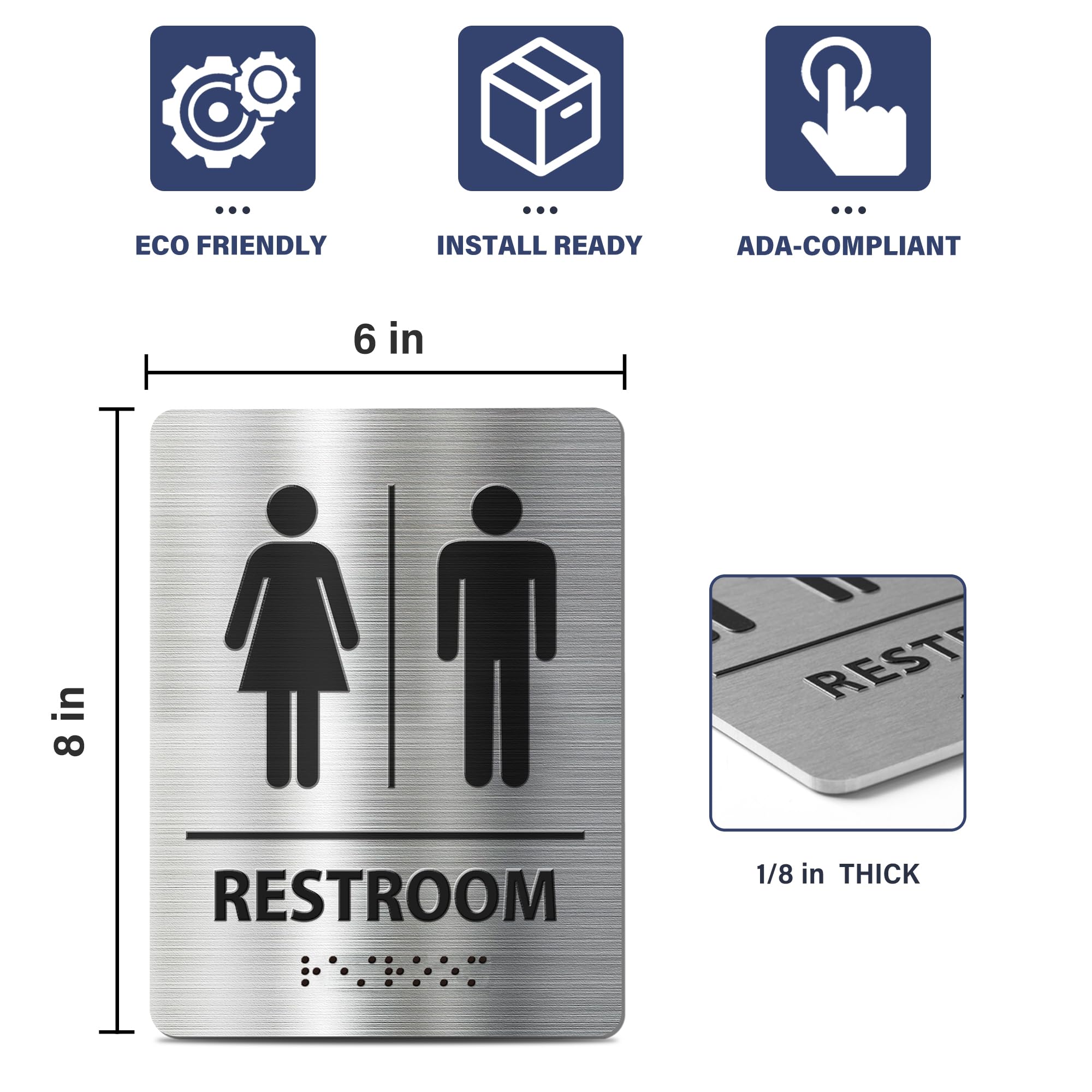 Snapklik.com : Men Braille Modern Restroom Sign, Stainless Steel ADA ...