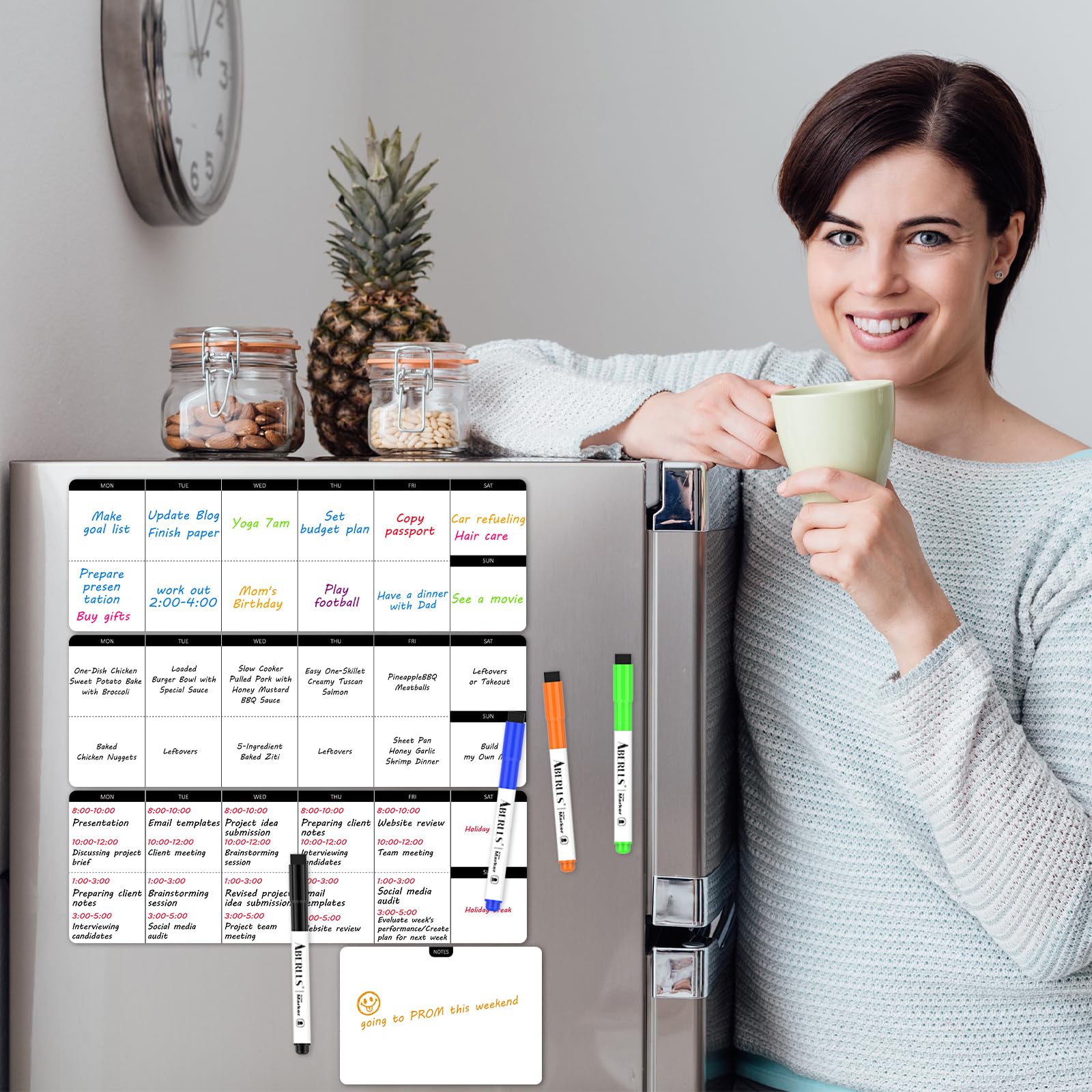 Snapklik.com : Magnetic Dry Erase List Board For Fridge, Grocery List ...