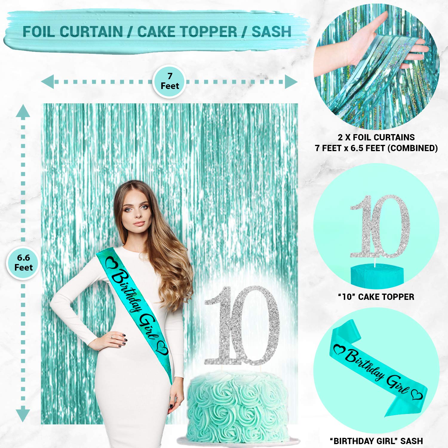 71 Piece 10th Birthday Decorations For Girls With Photo Props Teal 71-piece-10th-birthday-decorations-for-girls-with-photo-props-teal