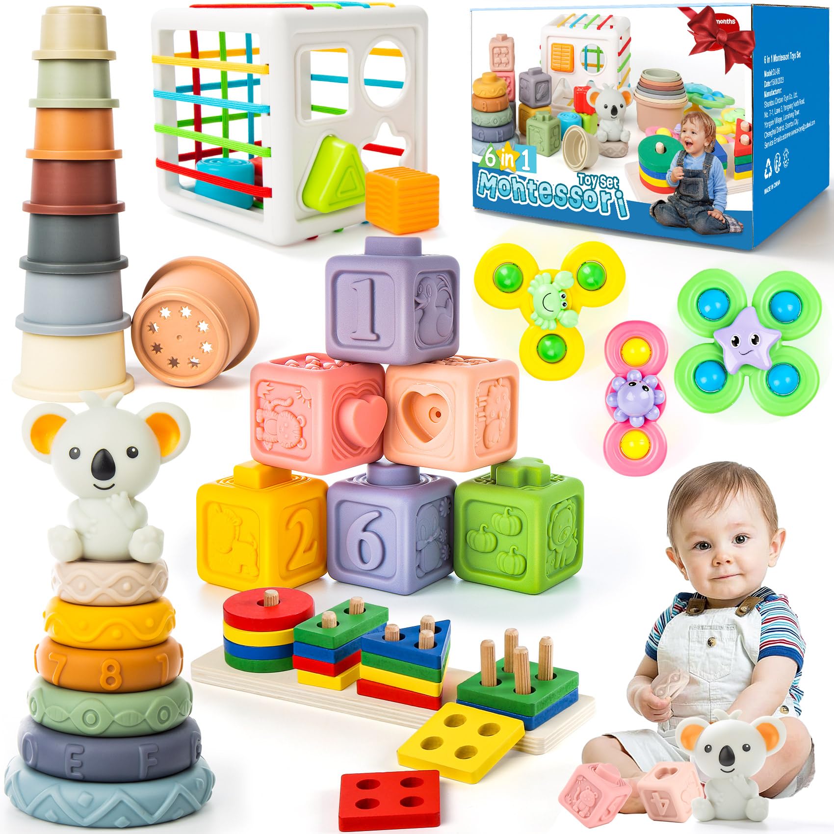 Amazon.com: 6-in-1 Baby Toys 6 to 12 Months, Montessori Toys for Babies ...