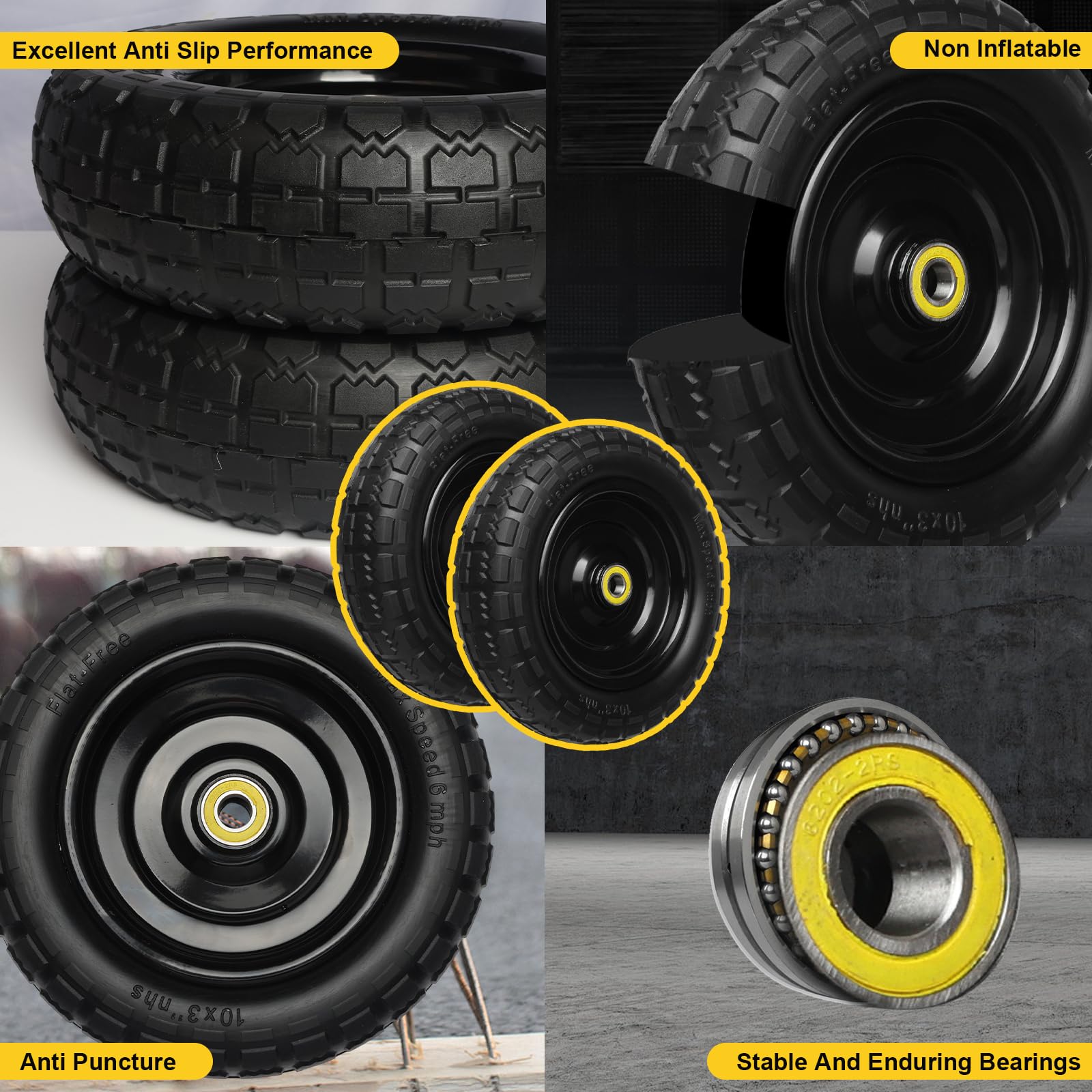 Snapklik.com : 13 Inch Solid Rubber Tires, 4.00-6 Tire Flat Free