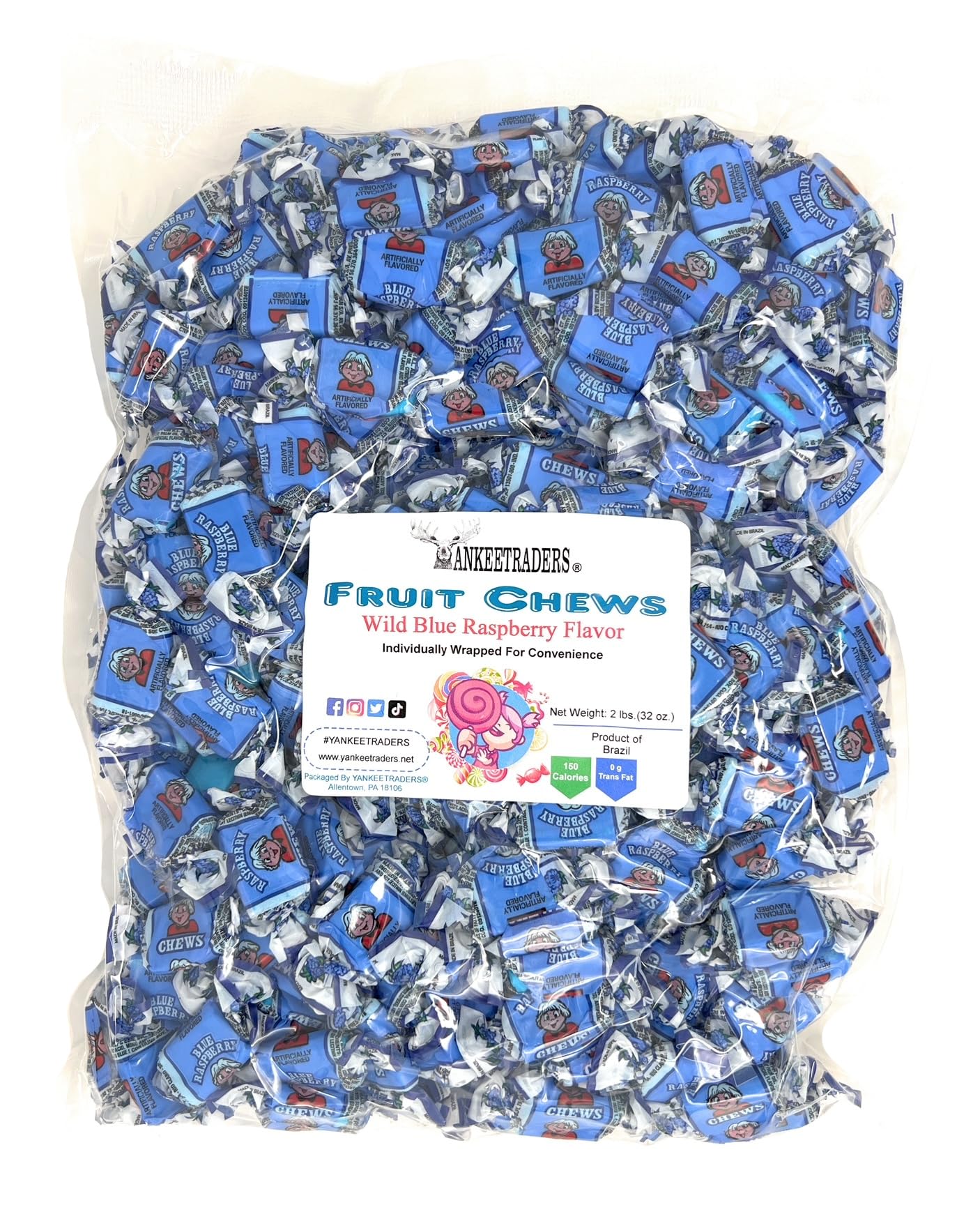 Amazon.com : Wild Blue Raspberry Flavored Fruit Chews, 2 Pounds Bulk ...