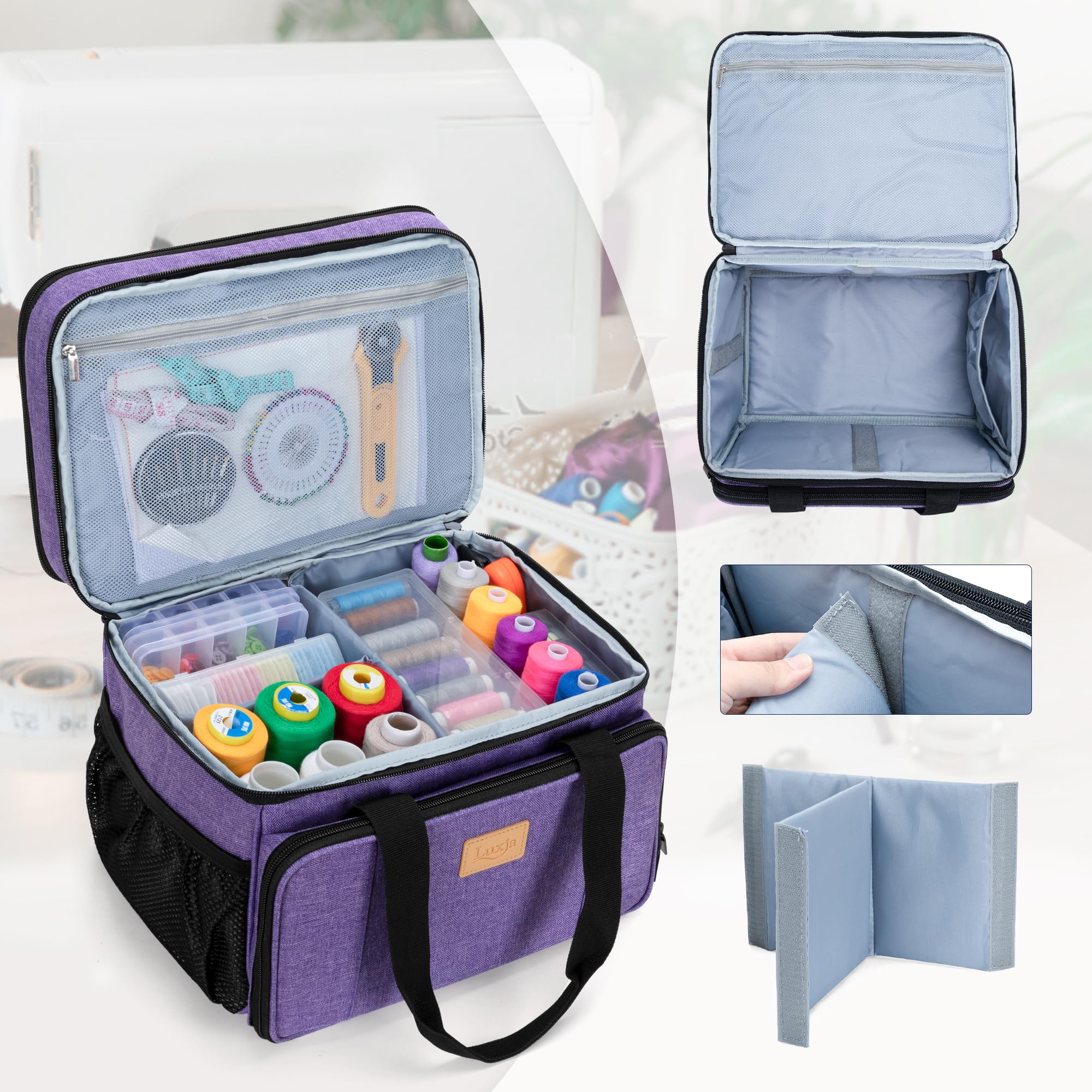 LUXJA Large Sewing Organizer with Many Compartments, 2 Layers Sewing ...
