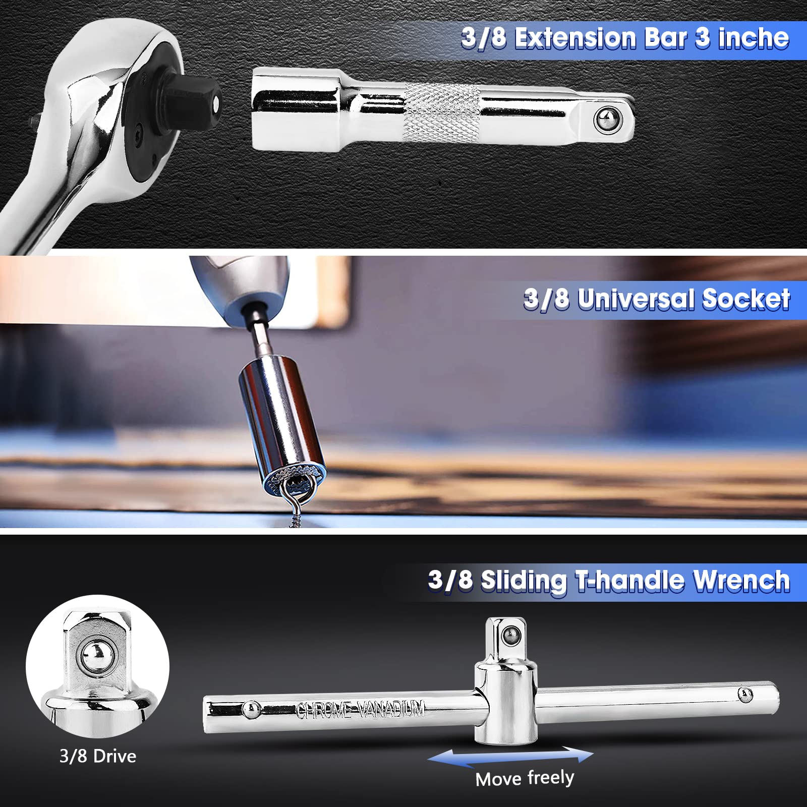 PTSTEL 53PCS Master Torx Bit Socket Set, Female E-Torx Sockets, Star ...