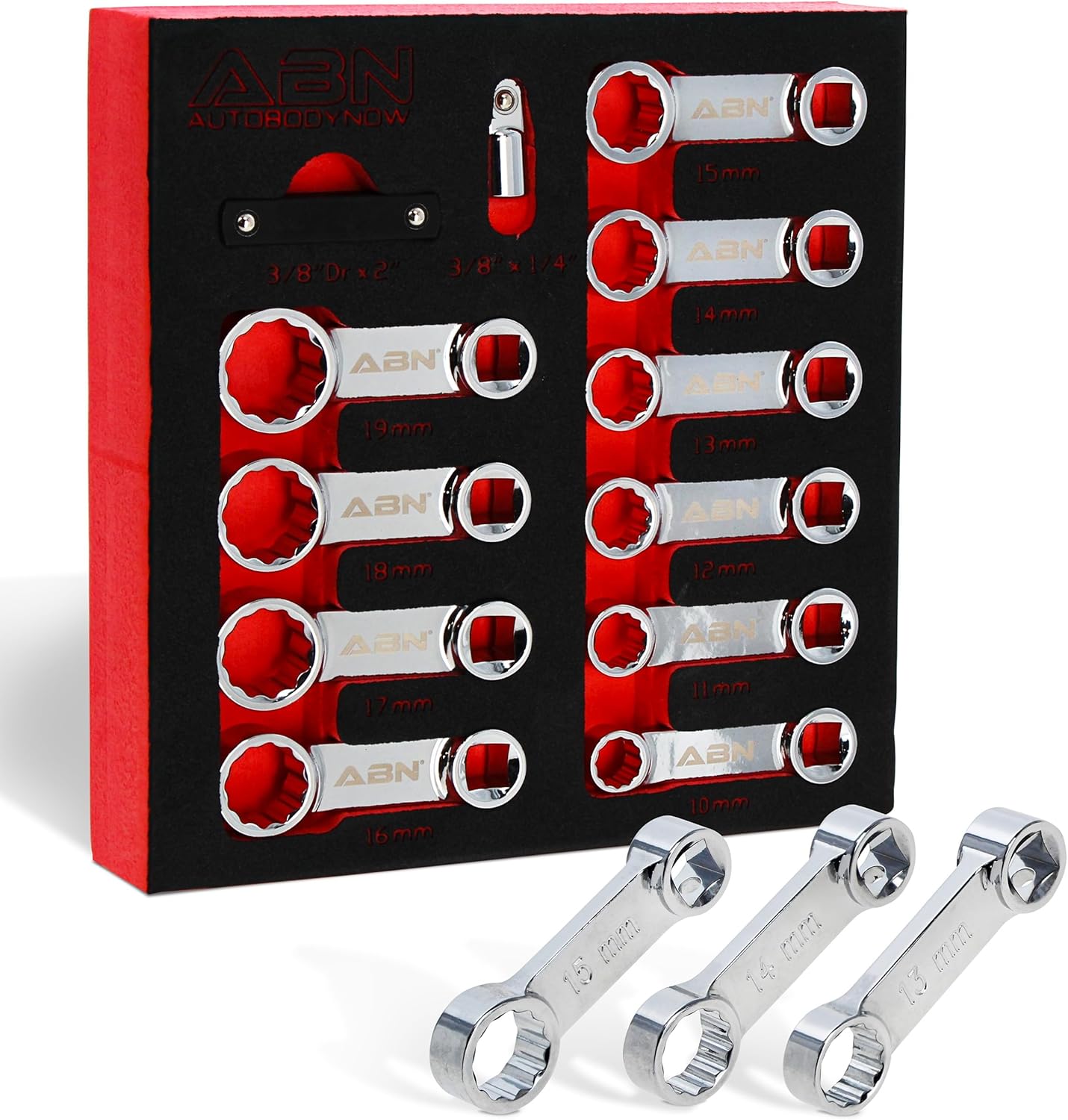 ABN Wrench Extender Set of 12-3/8 Drive Metric 12 Point 10-19mm Dog ...