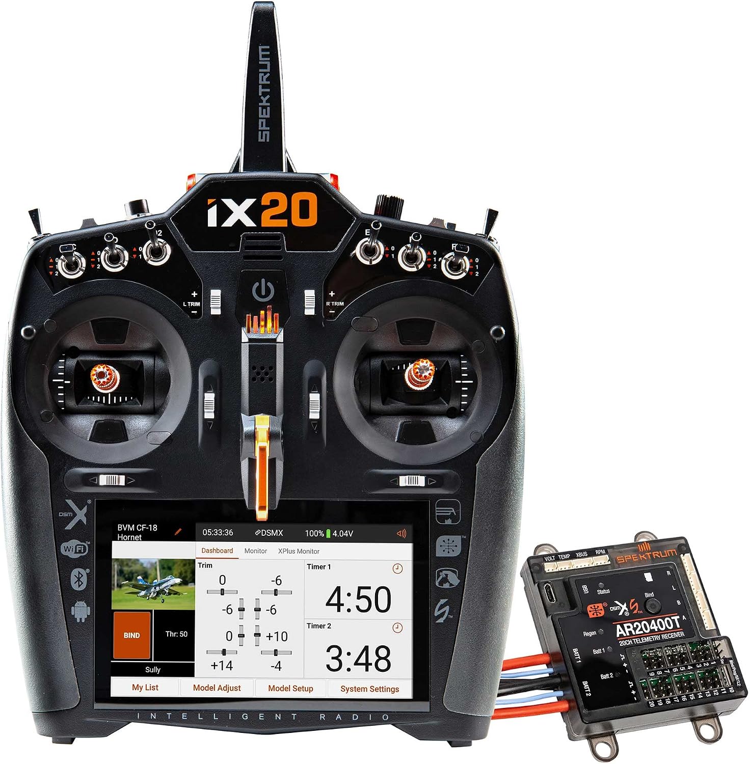 Amazon.com: Spektrum iX20 Transmitter Combo w/ AR20400T PowerSafe RX ...