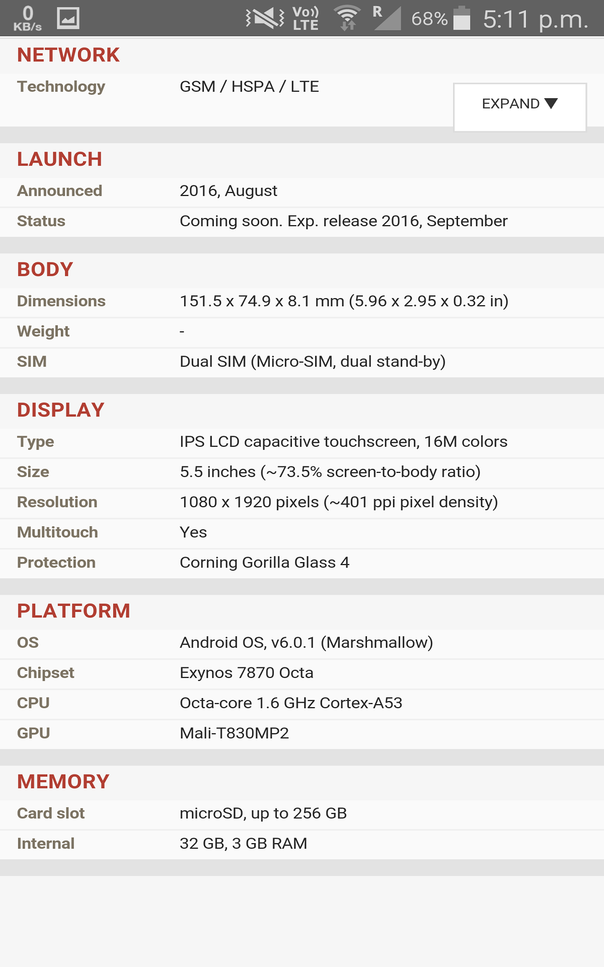 Mobile Specification GSM Arena - App on Amazon Appstore
