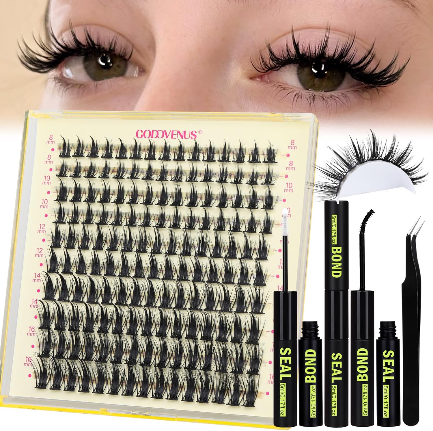 Goddvenus Manga Individual Eyelashes Kit Natural Cluster Lashes Kit ...
