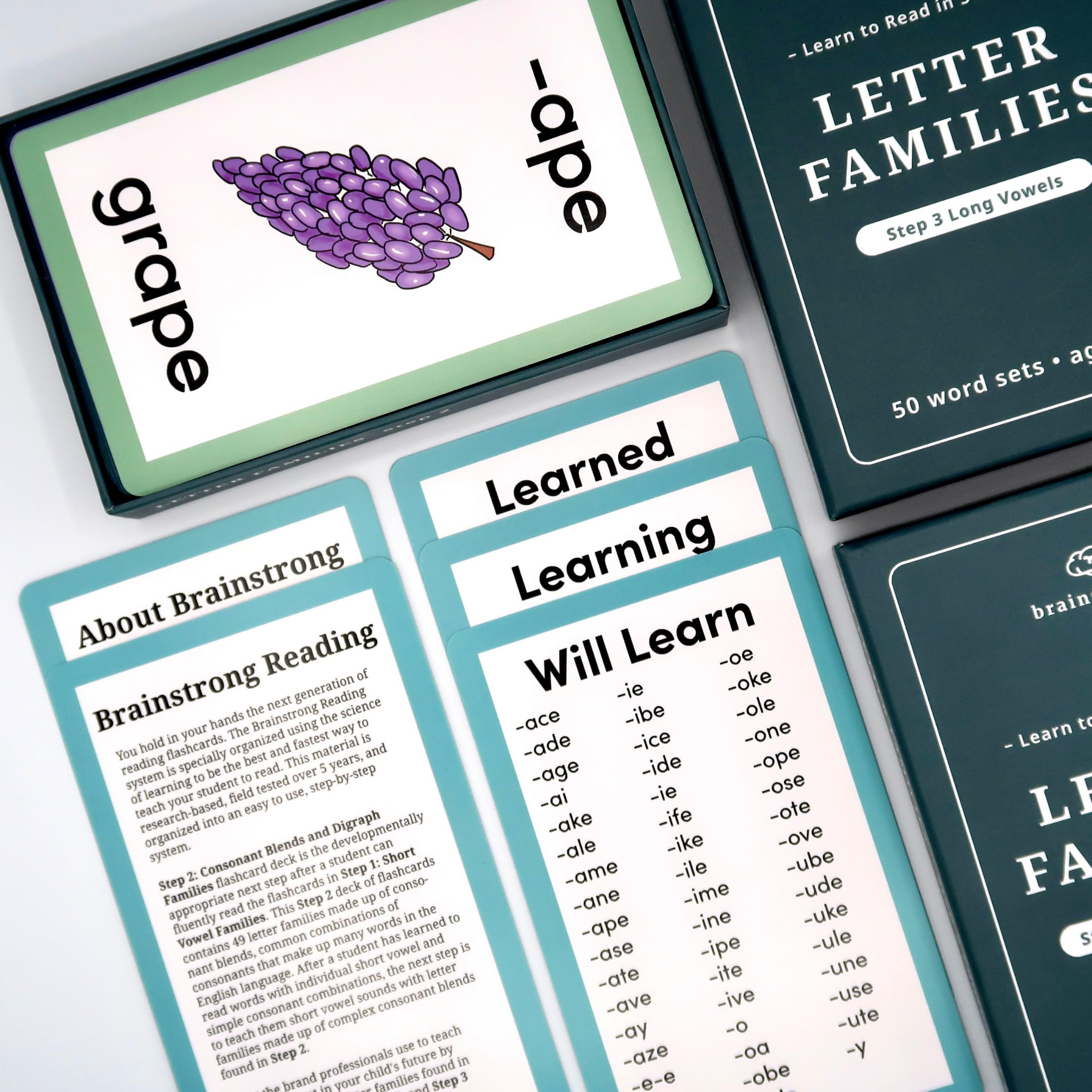 Snapklik.com : Brainstrong 50 Phonics Flash Cards - Step 3: Long Vowels ...