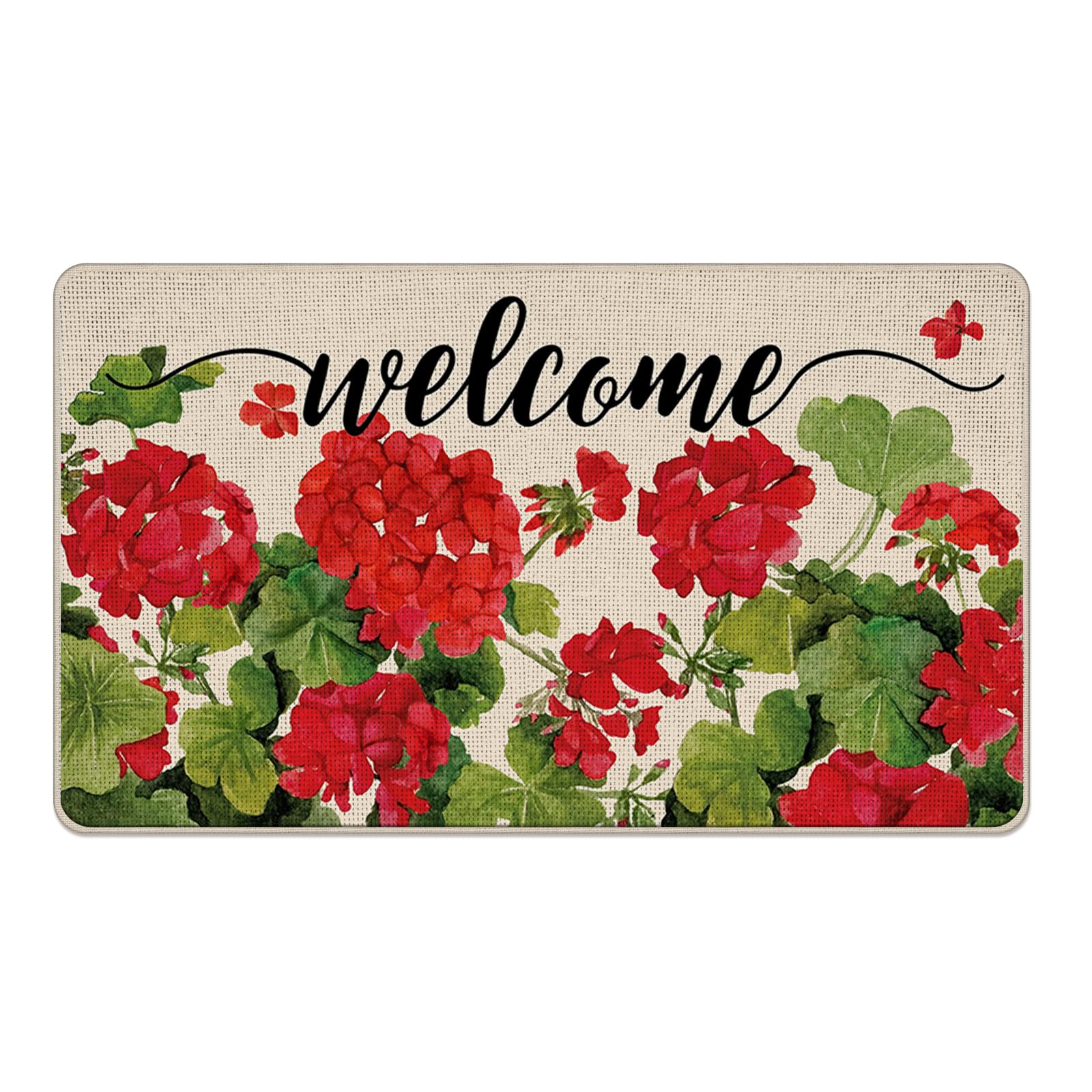 Amazon.com: Tailus Welcome Spring Geranium Decorative Front Door Mat ...