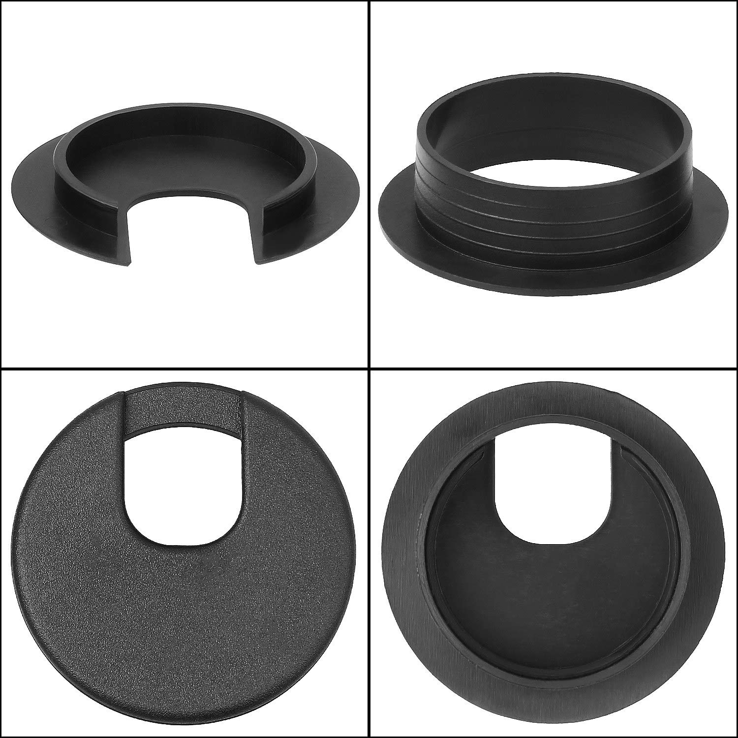 Snapklik.com : HNBun 20 Pack 2" Black Plastic Desk Grommet