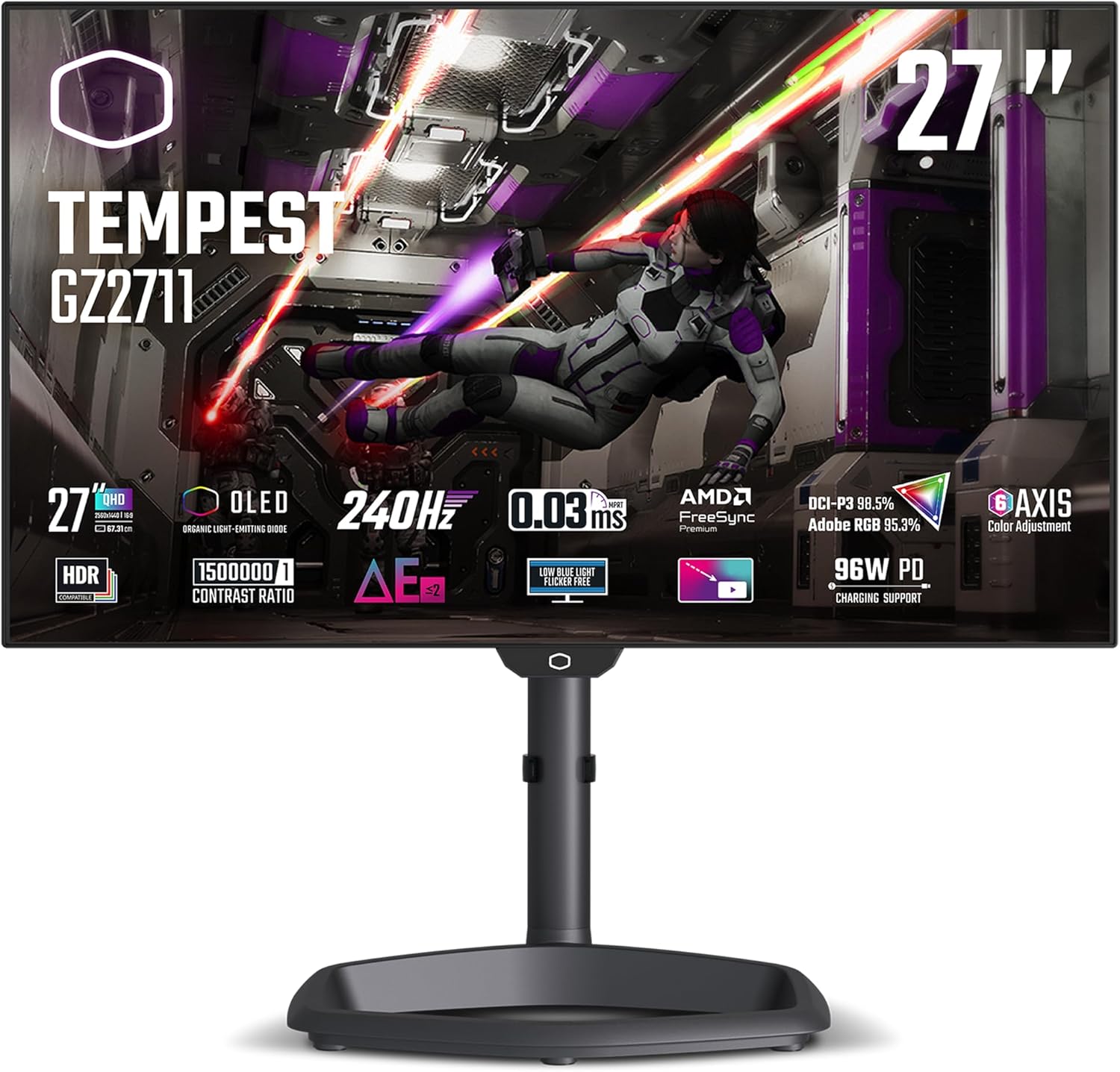 Amazon.com: Cooler Master Tempest GZ2711 27” OLED 2K 144Hz|240Hz QHD 2560 x 1440 PC Monitor, 0 ...