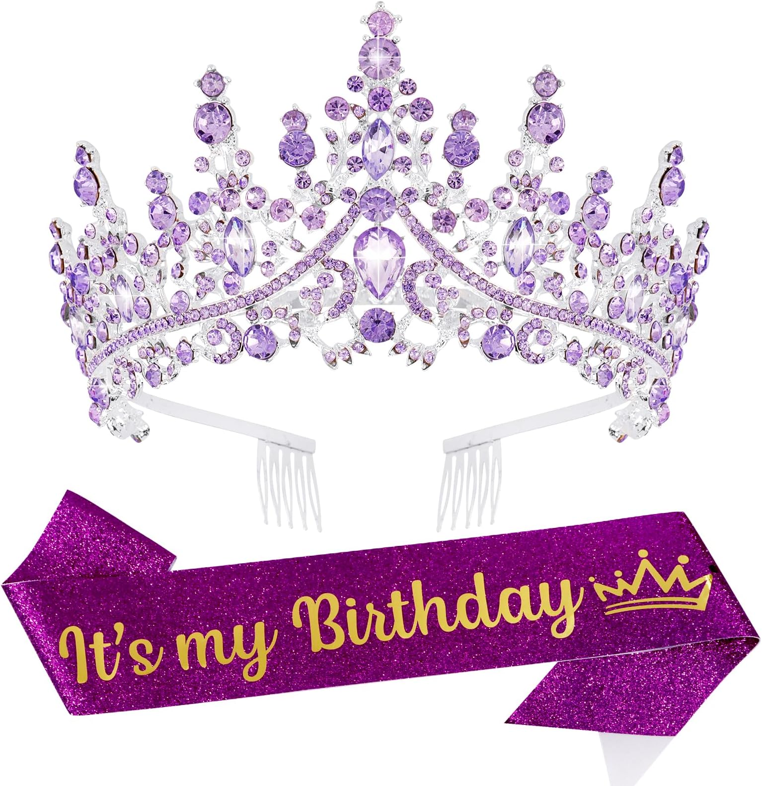 Amazon.com : VELSCRUN Birthday Queen Tiara Crowns for Women Girls Gold ...