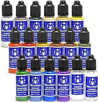Amazon.com: Micro-Mark Basic Color Acrylic Airbrush Paint Set - 16 ...