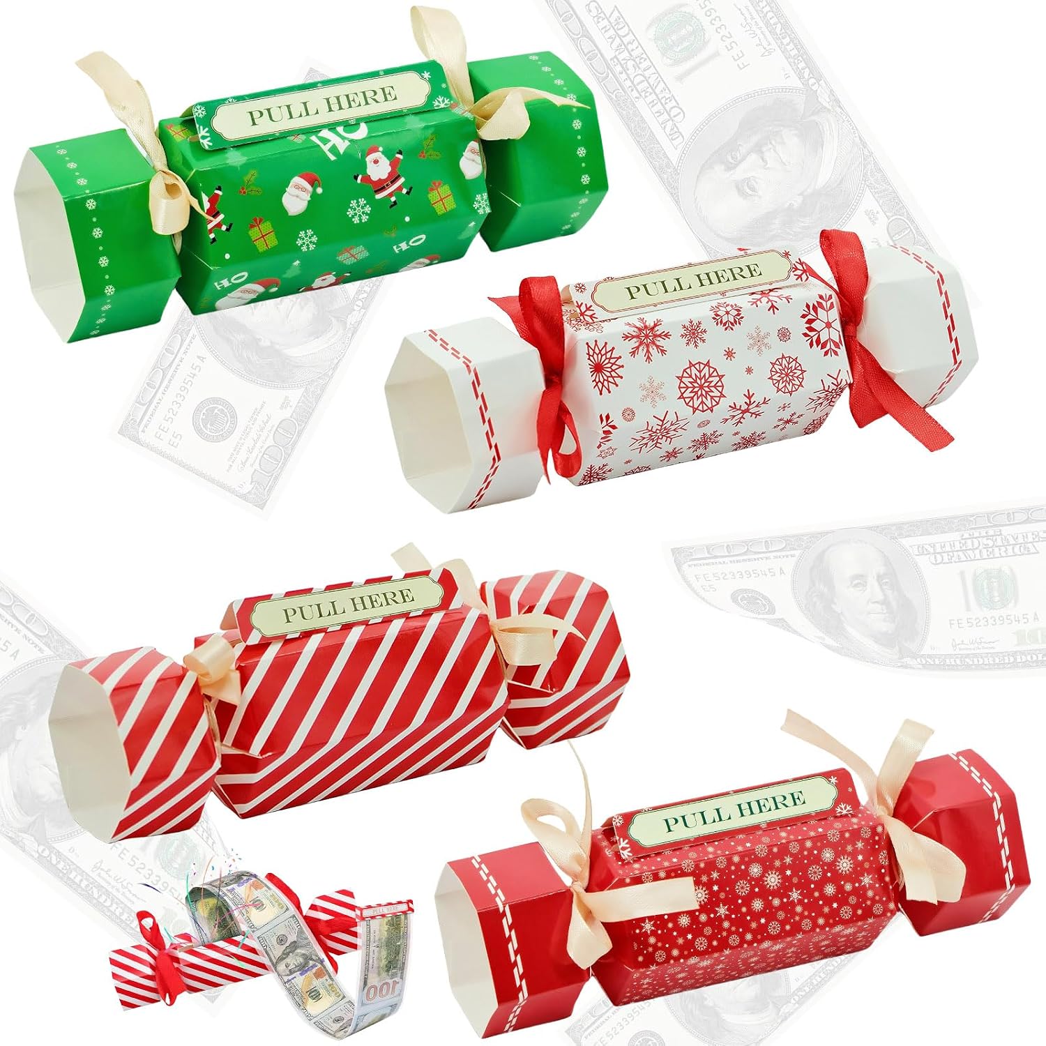 4Pcs Christmas Money Box for Cash Gift,Christmas Pull Surprise Money ...