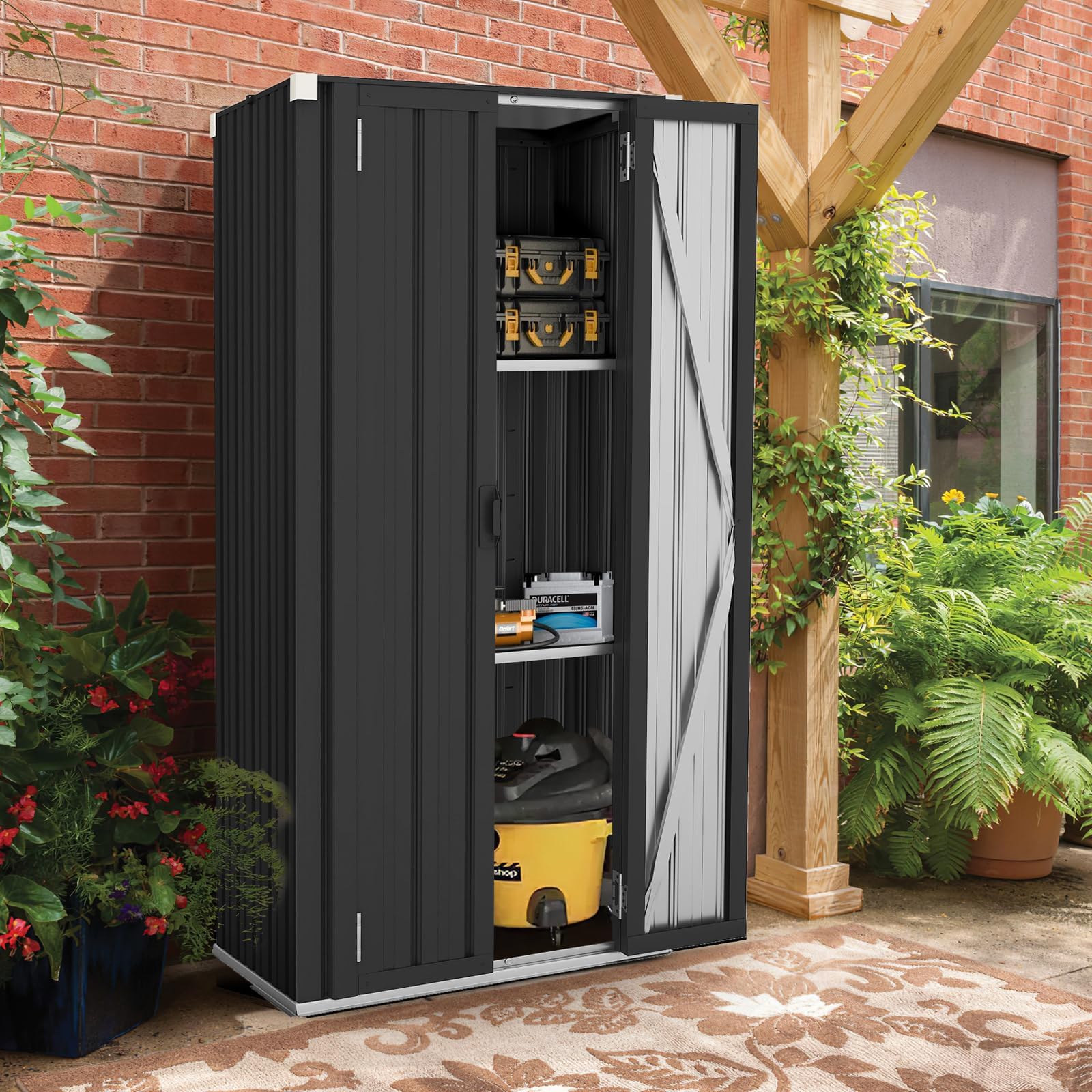 Amazon.com : AECOJOY Outdoor Storage Cabinet Storage Shed Waterproof ...