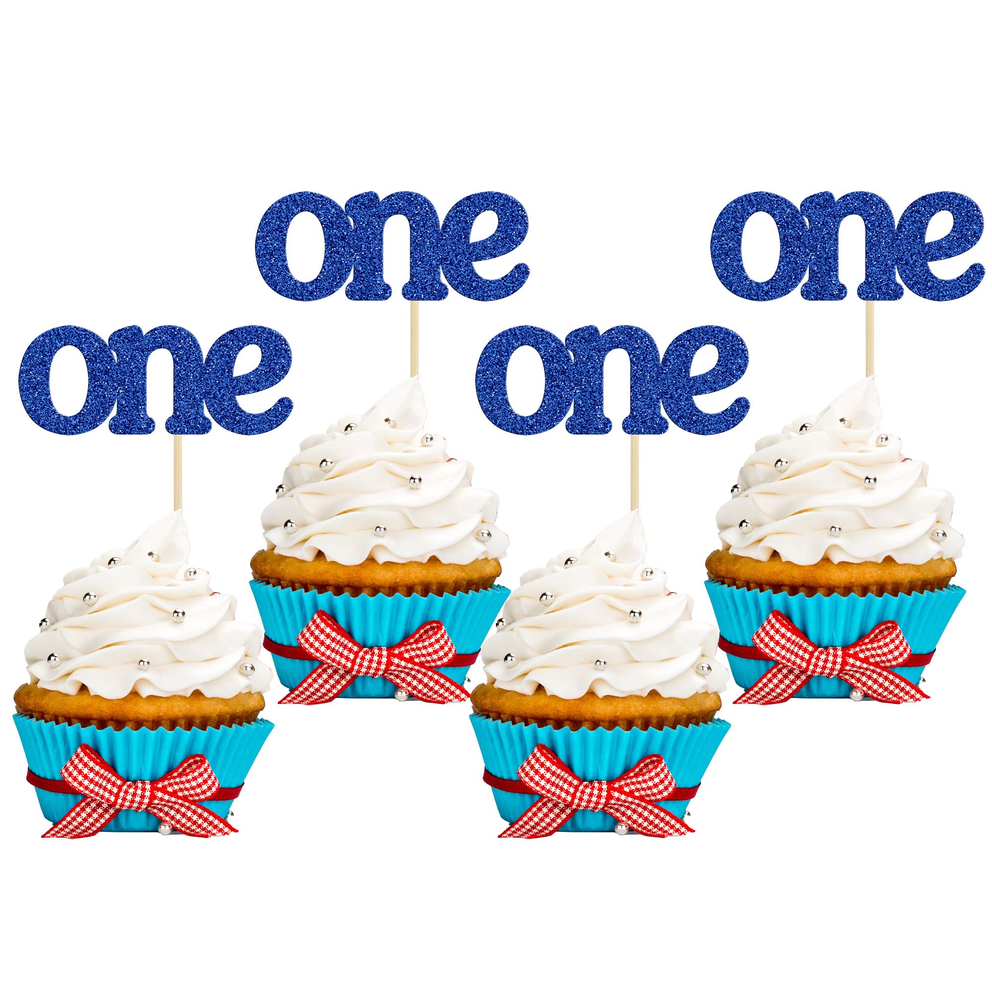 24Pcs First Birthday Cupcake Toppers Glitter Crown One Cupcake Picks ...