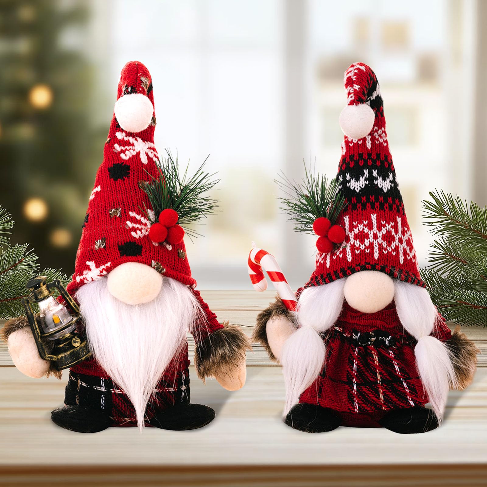 Amazon.com: 2 Pack Gnome Christmas Decorations - Adorable Plush ...