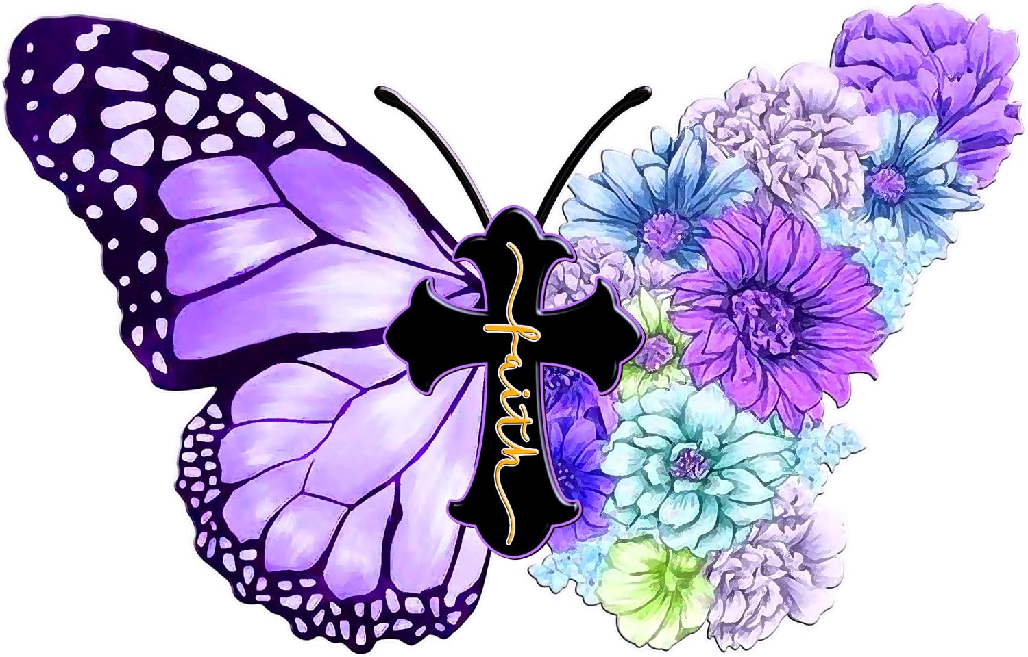 Amazon.com: Crazytops Butterfly Flower Faith Christmas Tree Ornament ...