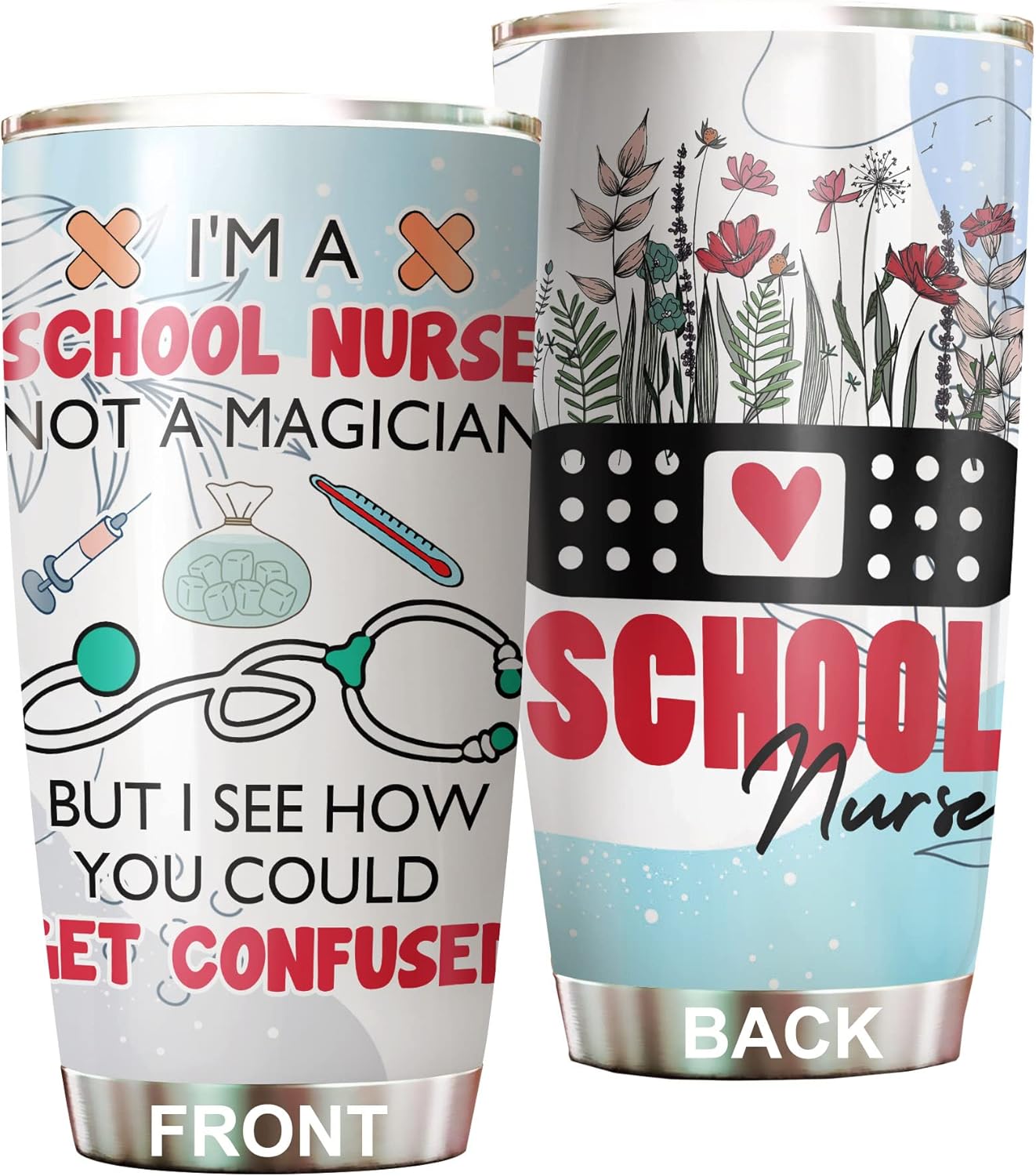 Amazon.com | MEDROC School Nurse Tumbler Stainless Steel 20oz, Funny ...