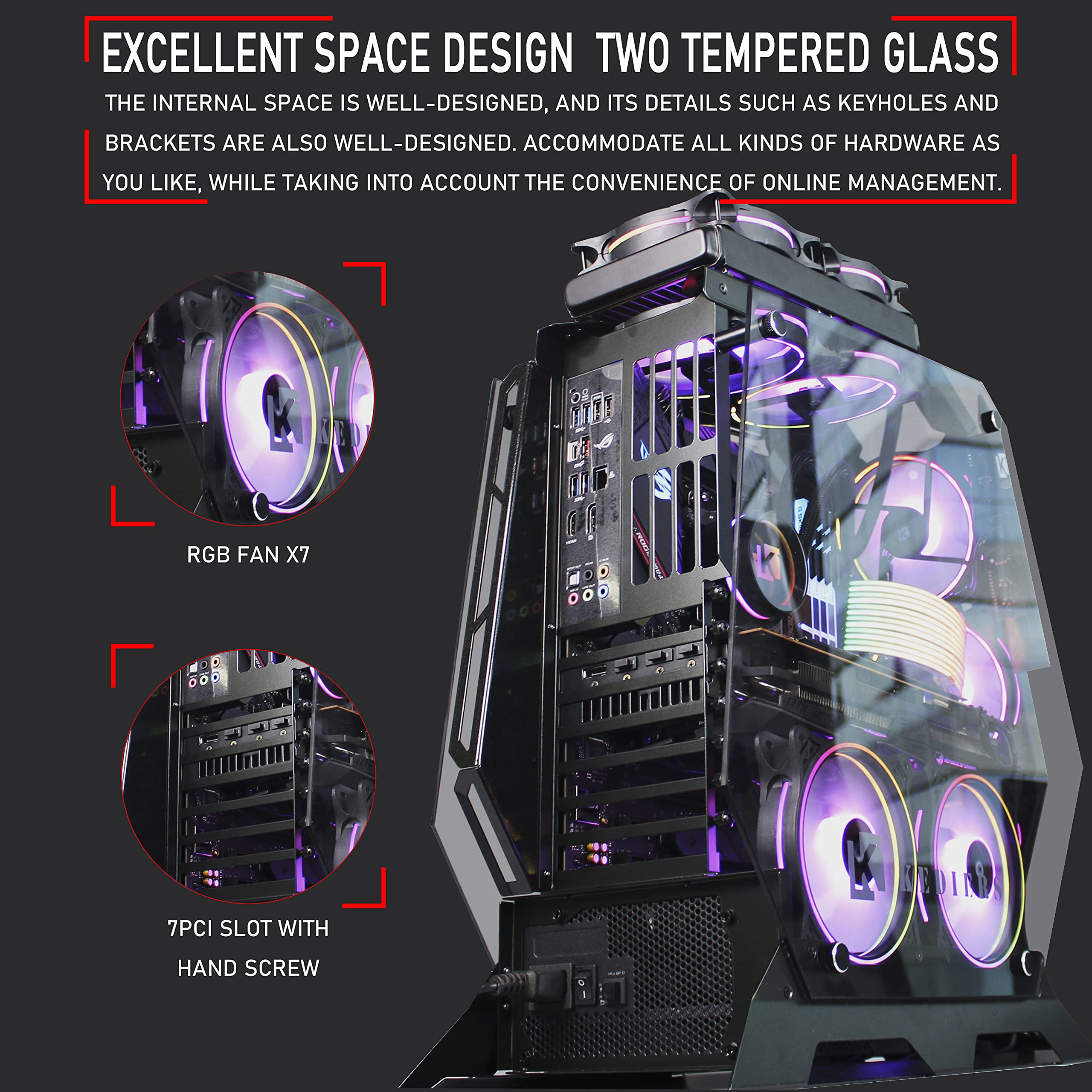 KEDIERS PC Gaming Case Computer Case ATX Mid Tower Open Case - USB3.0 ...