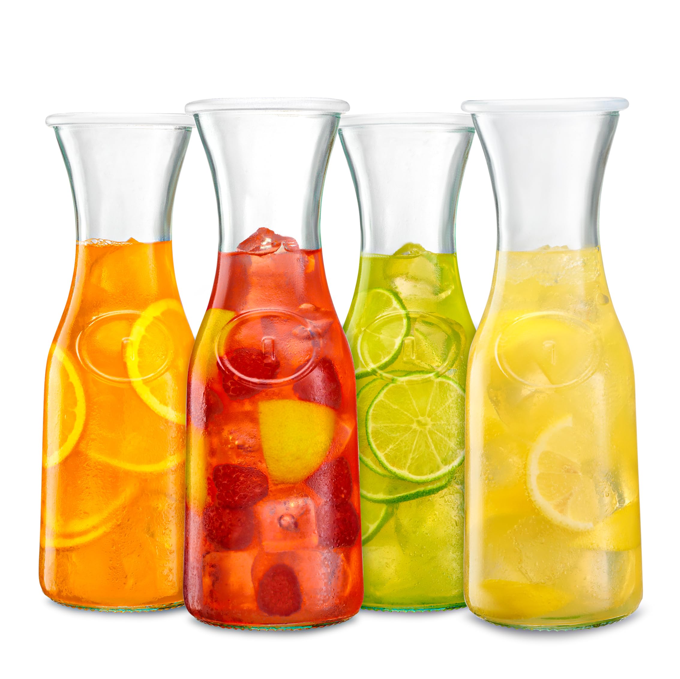 Amazon.com: Vikko Glass Water Carafe With Lid, Set of 4 Small Glass ...
