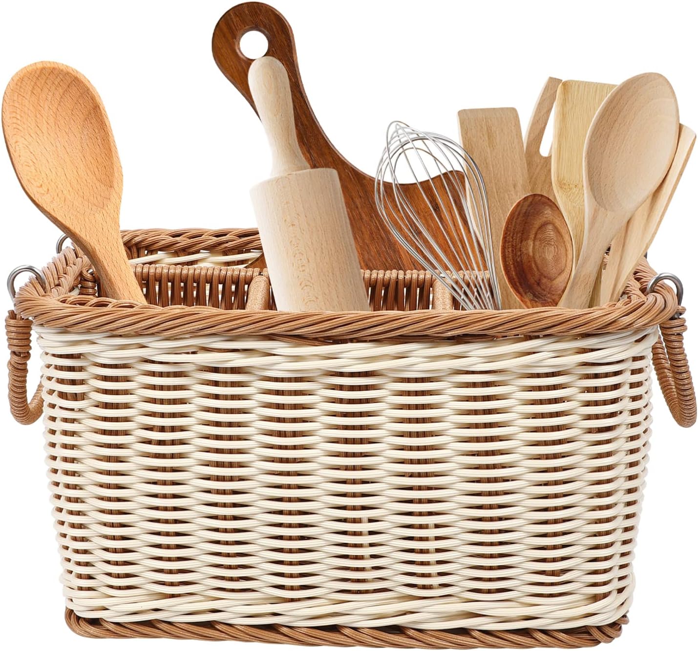 Amazon.com - JJSQ Wicker Woven Utensil Caddy Silverware Caddy Flatware ...