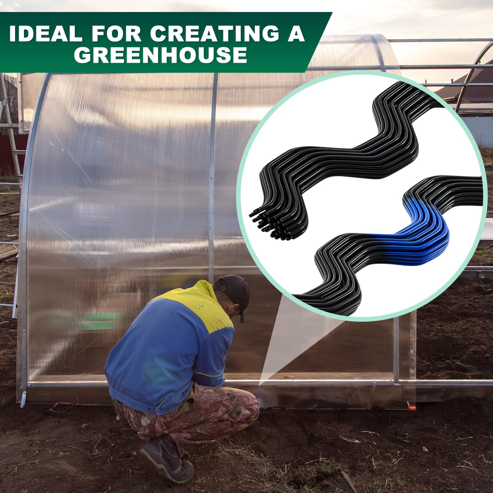 Snapklik.com : 40 Pcs 6.6 Ft PVC Coated Greenhouse Swing Spring Wire ...