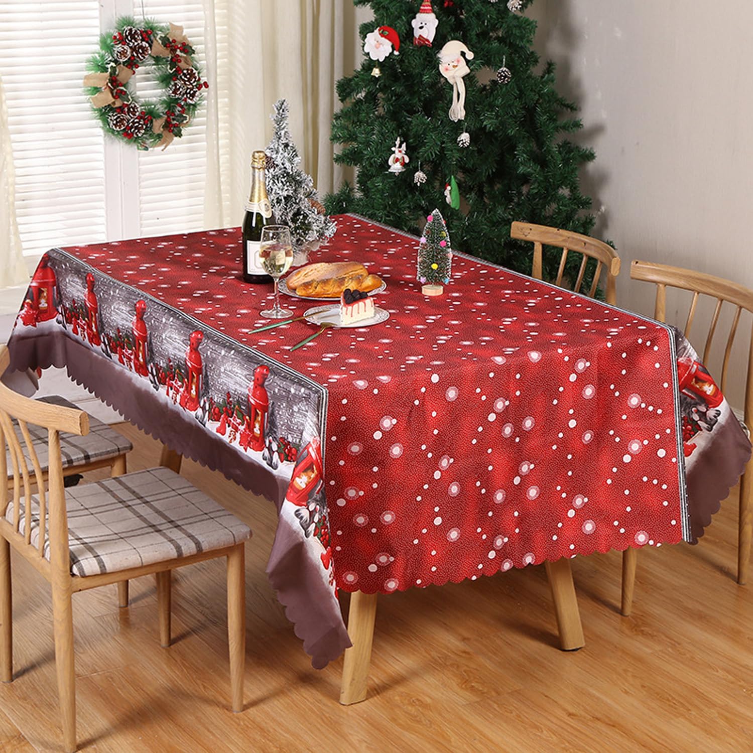 WUBAYI Christmas Table Cloth, 71 x 59 inch Rectangle Party Tablecloth ...