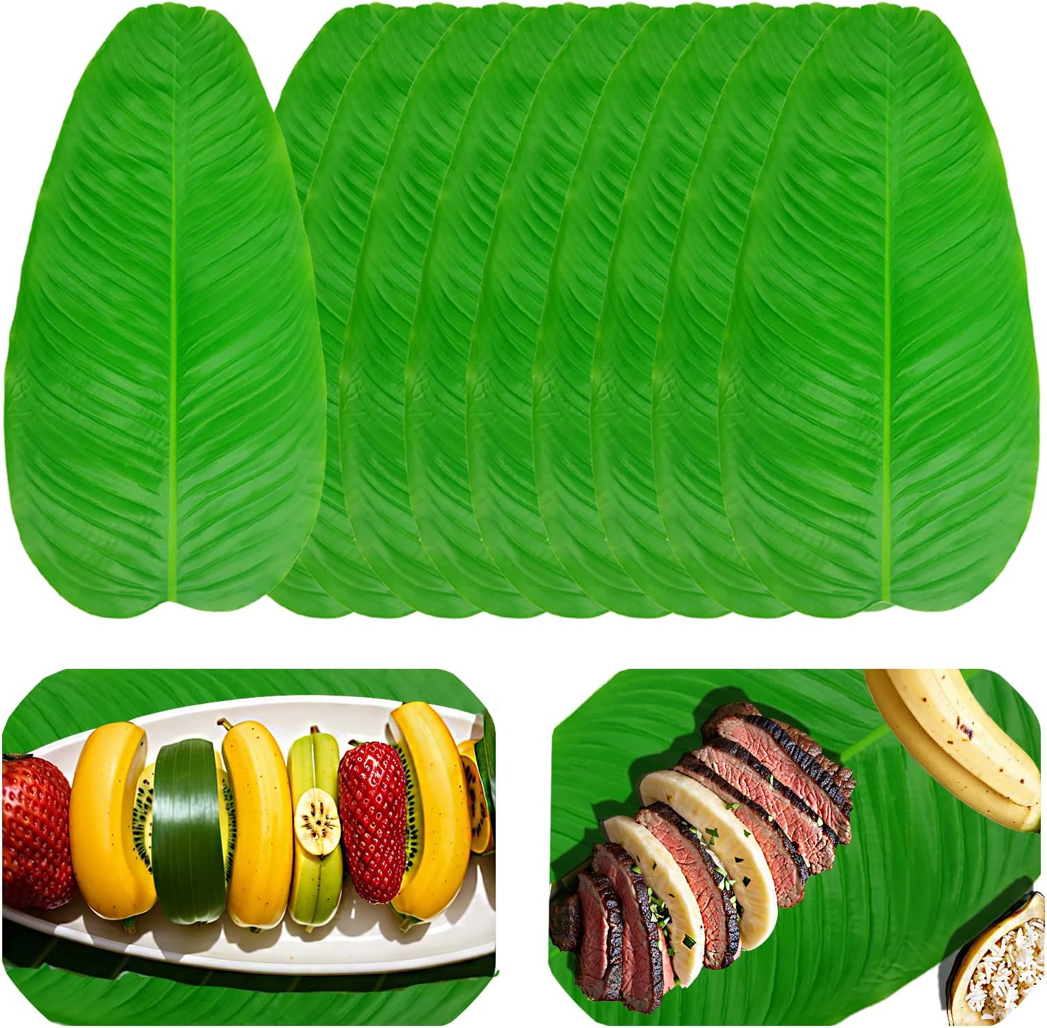 Amazon.com: Cindeer 24 Pieces Large Artificial Banana Leaves Faux ...