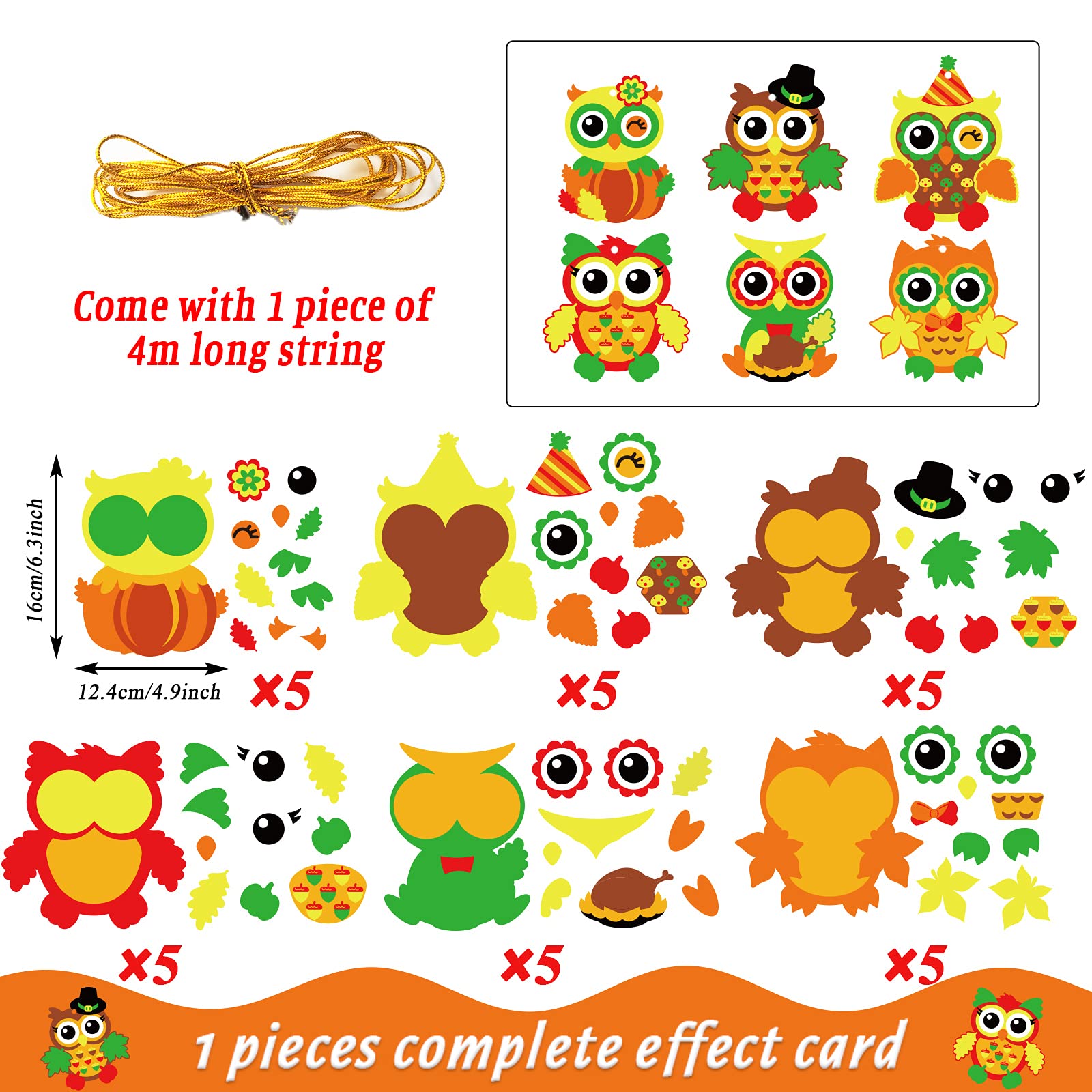 Snapklik.com : Chiazllta 30 Packs Fall Craft Thanksgiving Owl DIY Art Craft