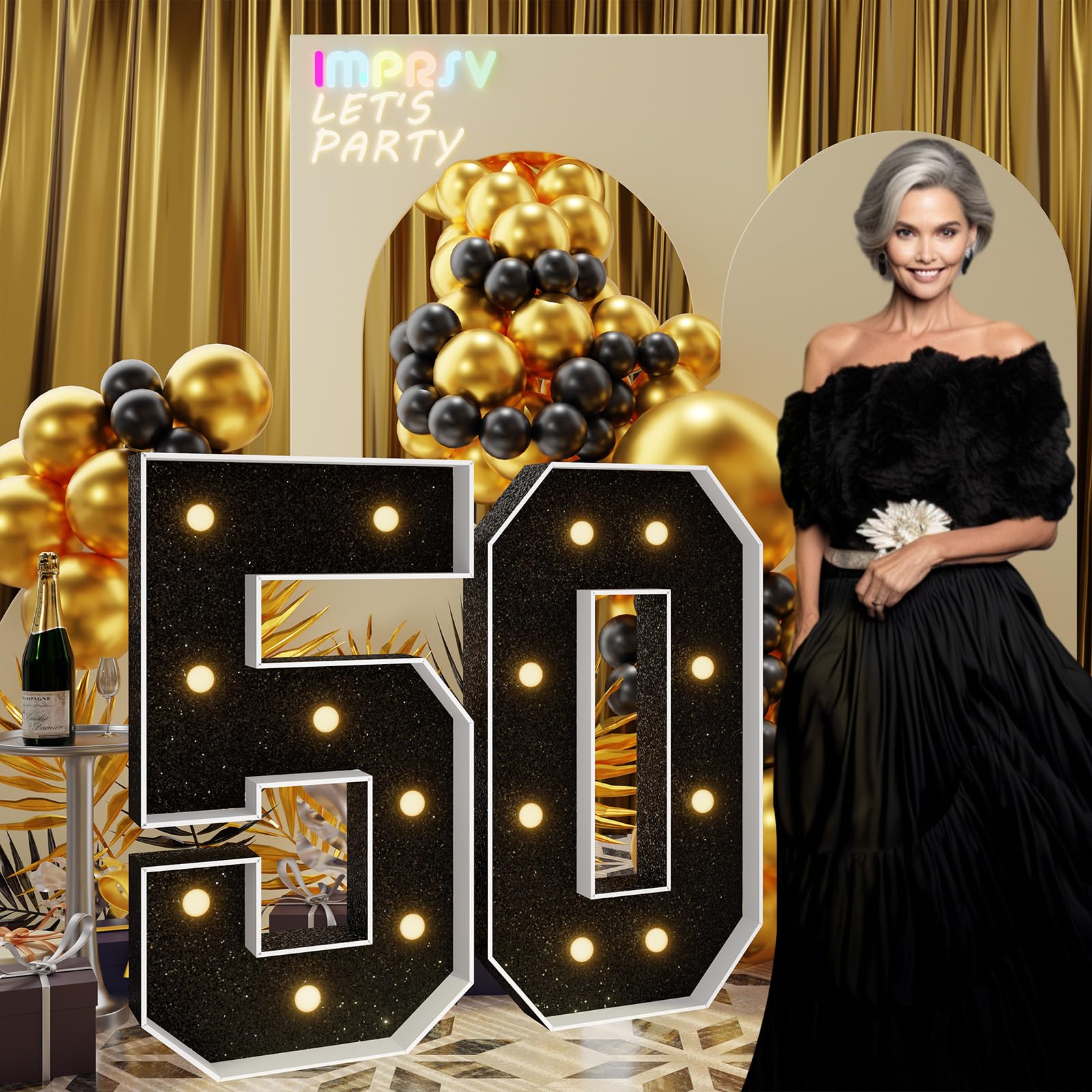 3FT Black 50th-Birthday Decorations Numbers: 50th Birthday Party ...