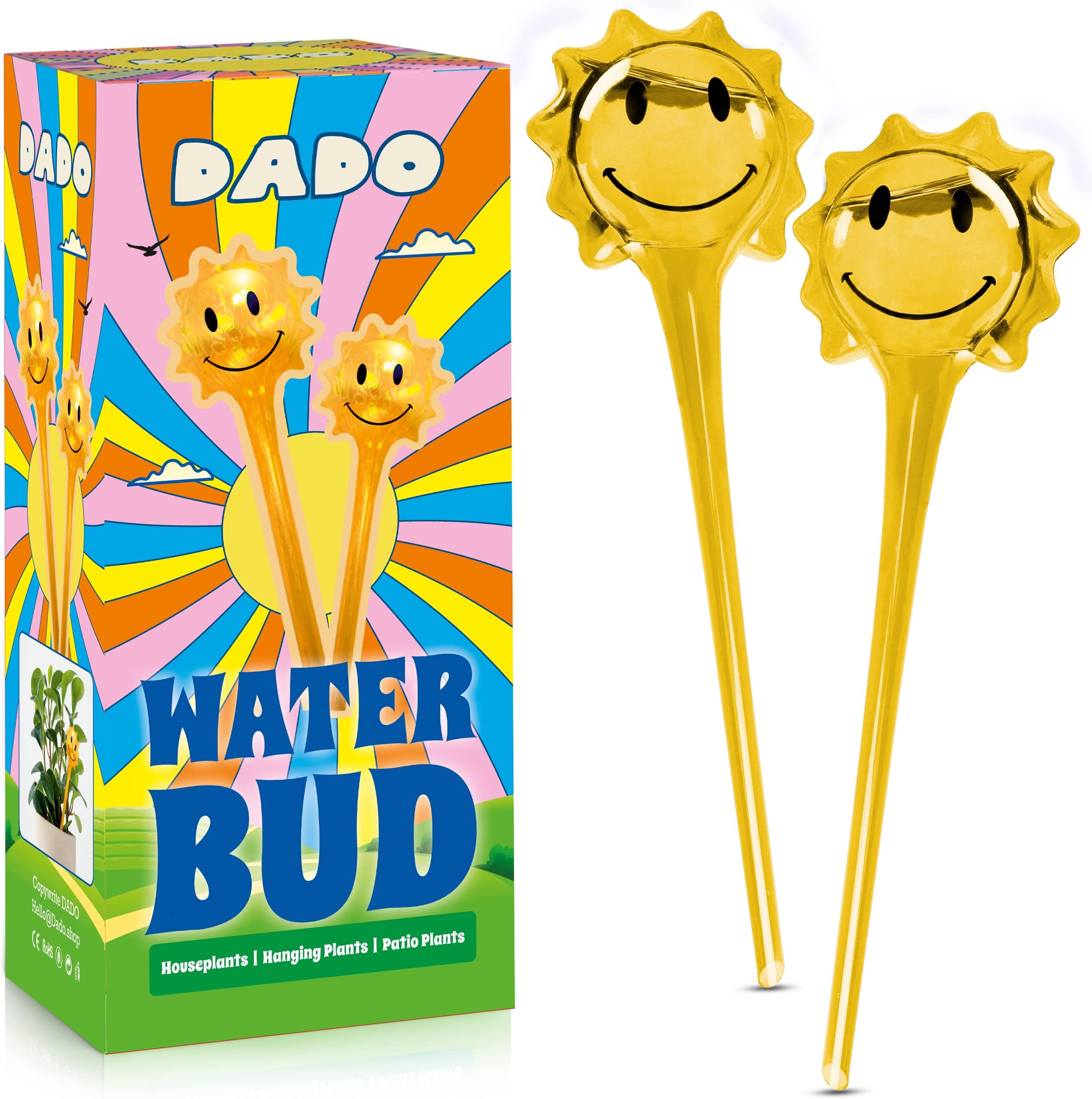 Amazon.com: SiliFine 4 Pcs Self Watering Globes Smile Sun Shaped Auto ...