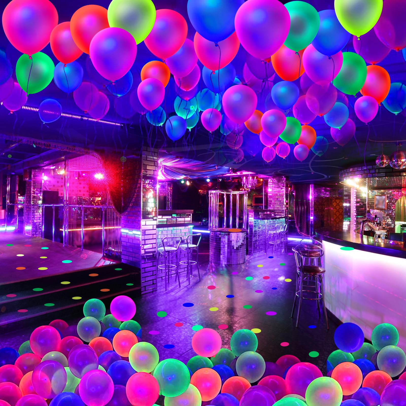 Snapklik.com : 120 Pcs UV Neon Balloons, 7 Colors Blacklight Reactive ...