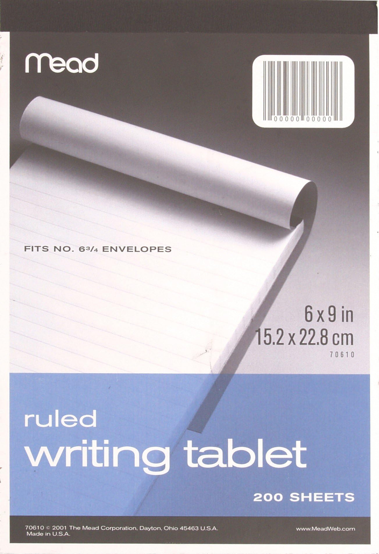 Amazon.com : Mead Wide Ruled Writing Tablet, 6 x 9 Inches, 200 Sheets ...