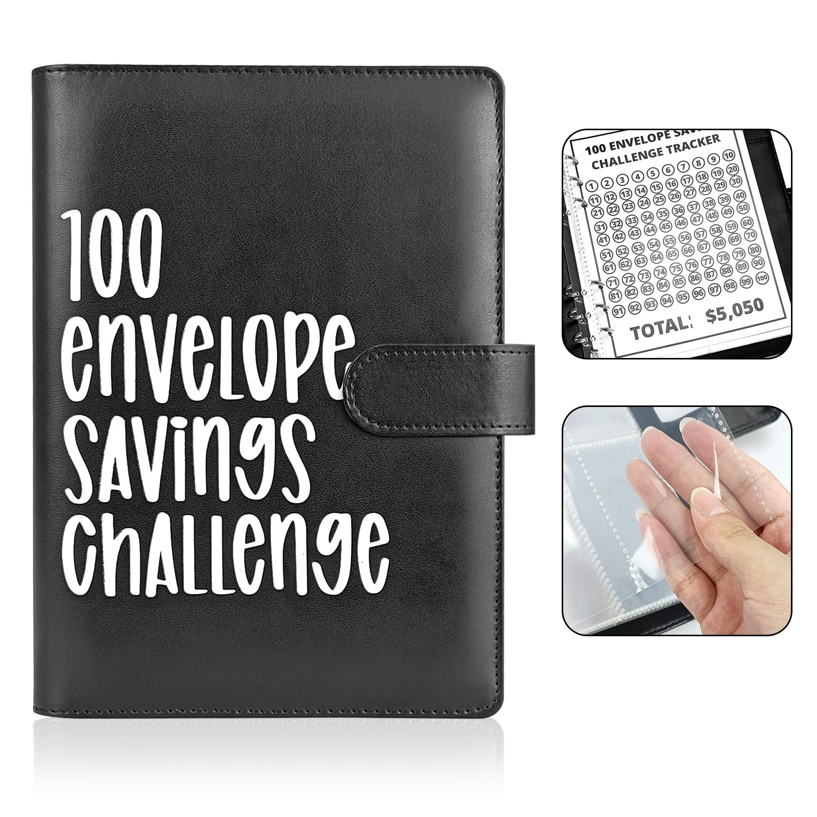 Buy POUYRBA 100 Envelope Challenge Binder, Leather 52 Week Money Saving ...