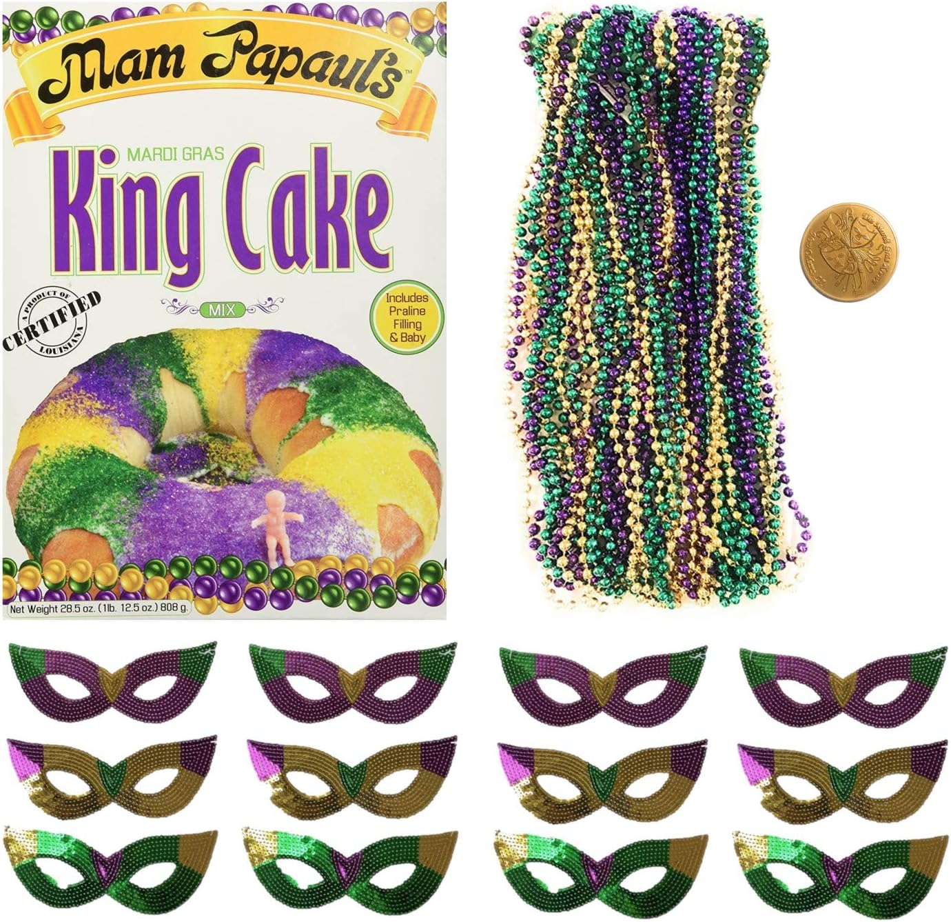 Amazon.com : Mam Papaul's Mardi Gras King Cake Mix Kit 28.5 oz - 2 Pack ...