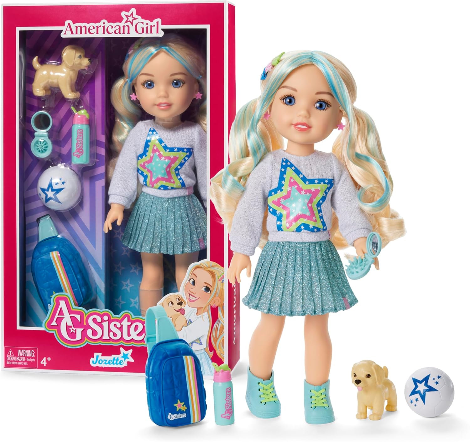 Amazon.com: American Girl, AG Sisters Jozette Doll, with Blue Eyes, Long Wavy Blonde Hair with ...