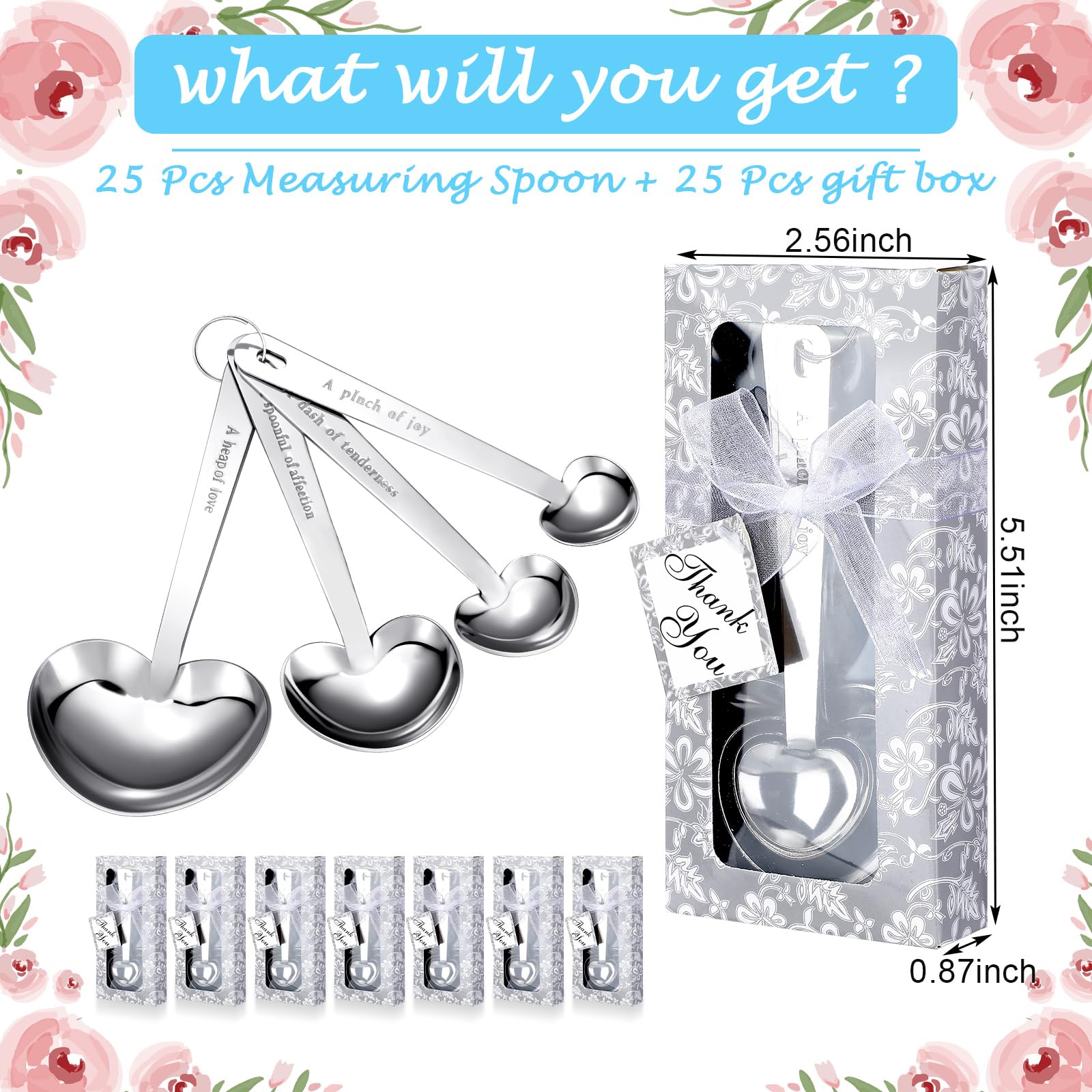 Snapklik.com : Lanties 25 Set Heart Shaped Measuring Spoons Stainless ...