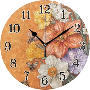 KLL - Reloj de flores de narciso Phlox de terracota para paredes ...