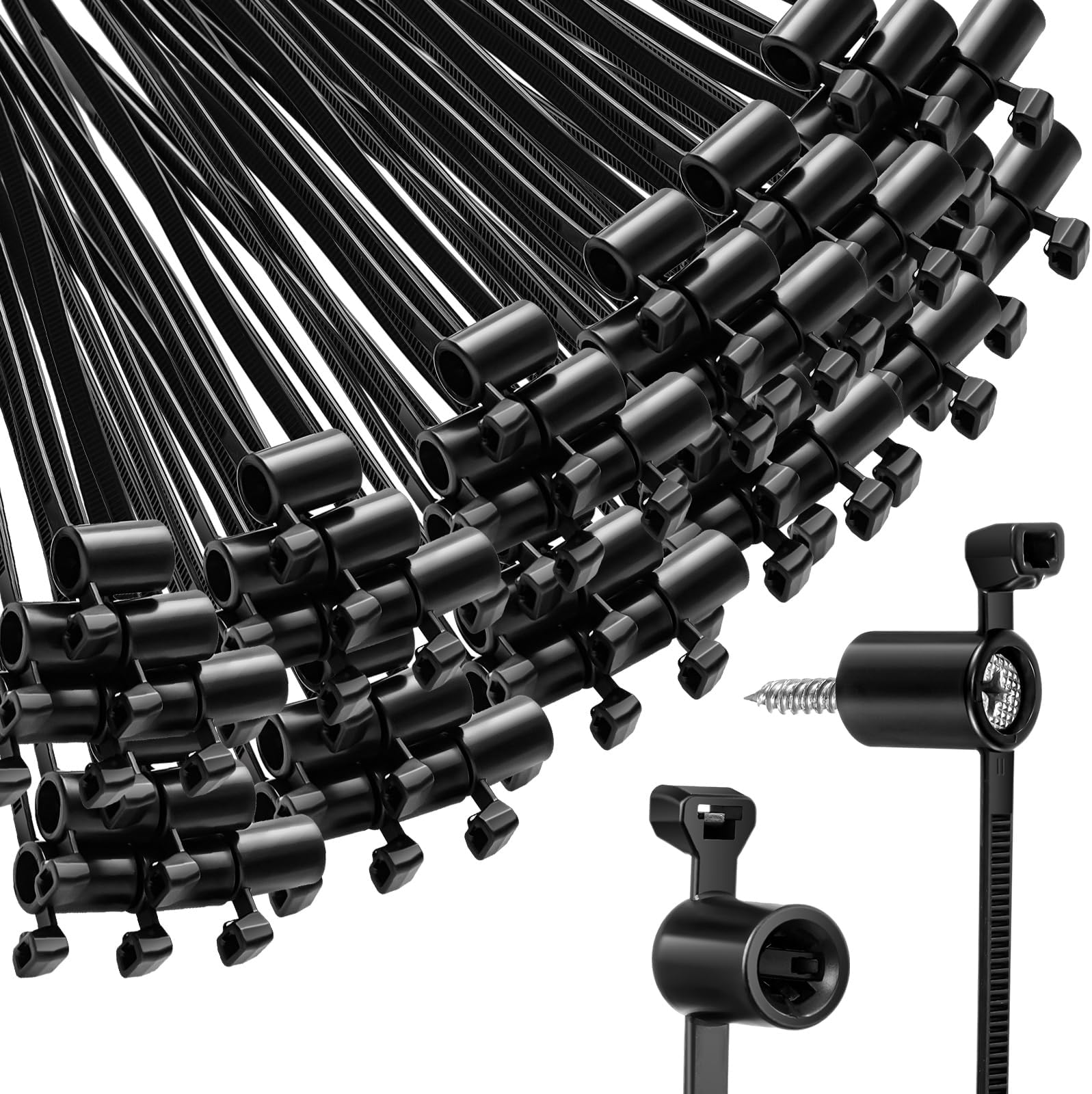 Amazon.com: Teenyyou 100 Pcs 6 Inch Cable Ties with Stud Mount Nail ...