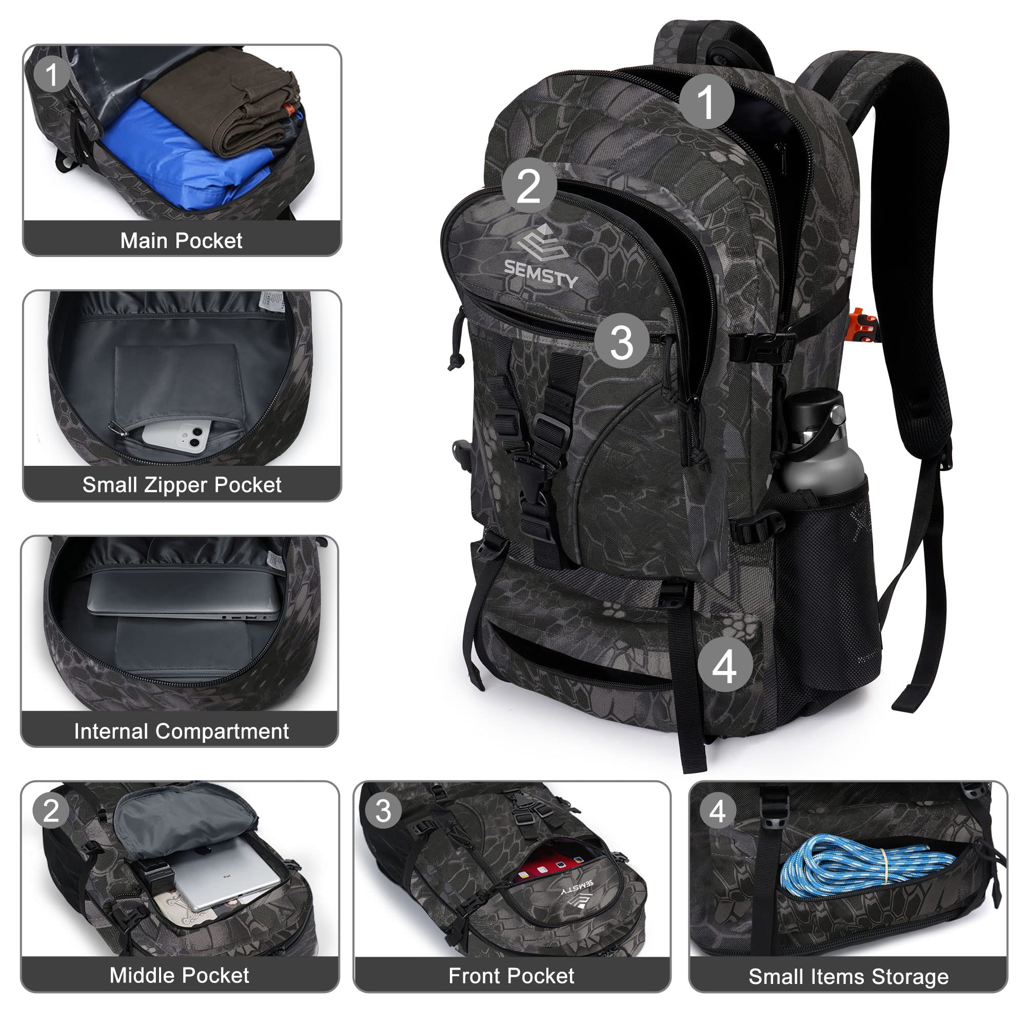 Snapklik.com : Hiking Backpack, 30L/40L/50L Expandable Hiking Backpack ...